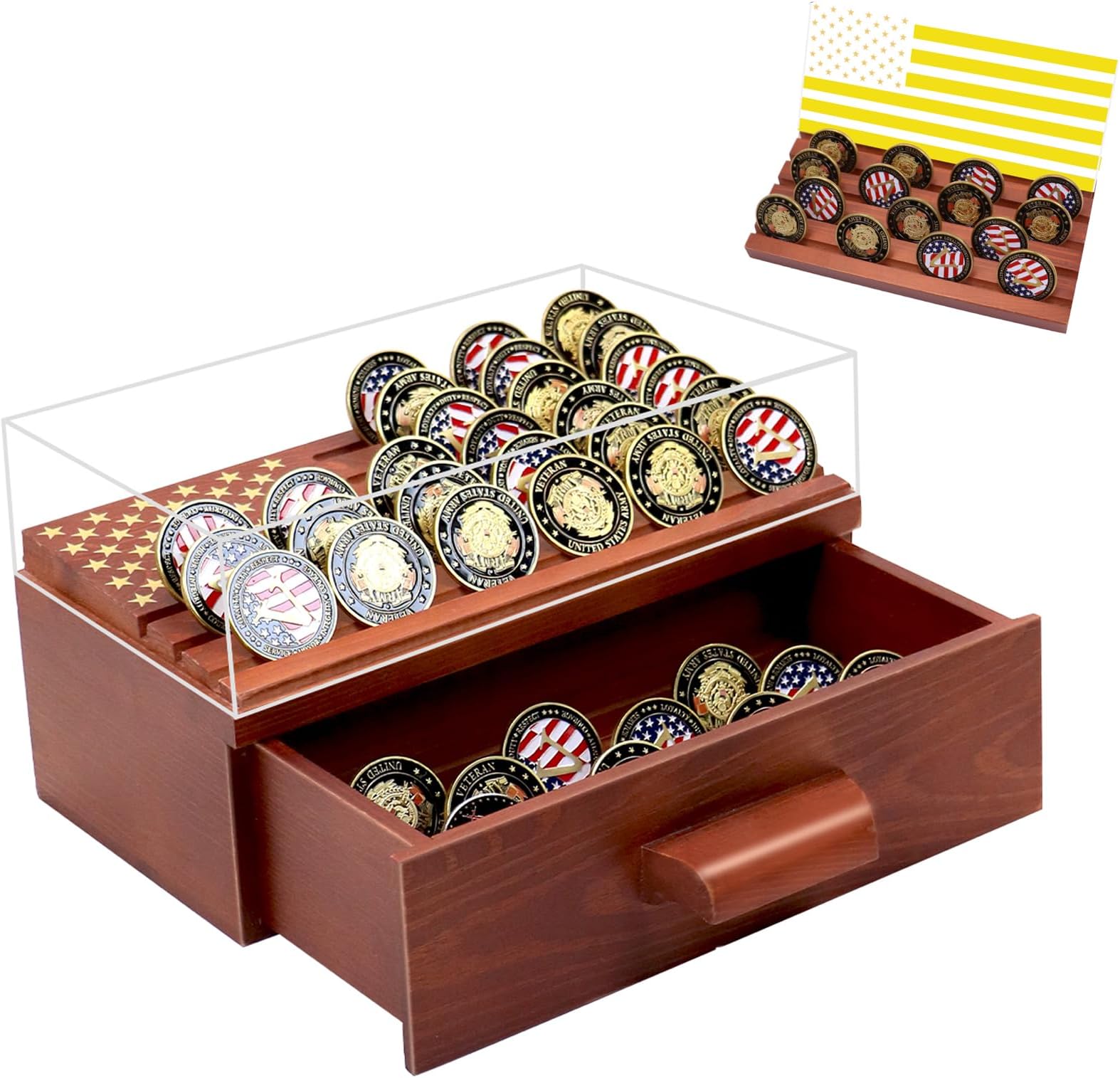 Amazon.com: Yamahiko Challenge Coin Display Case with Cover, Wooden ...