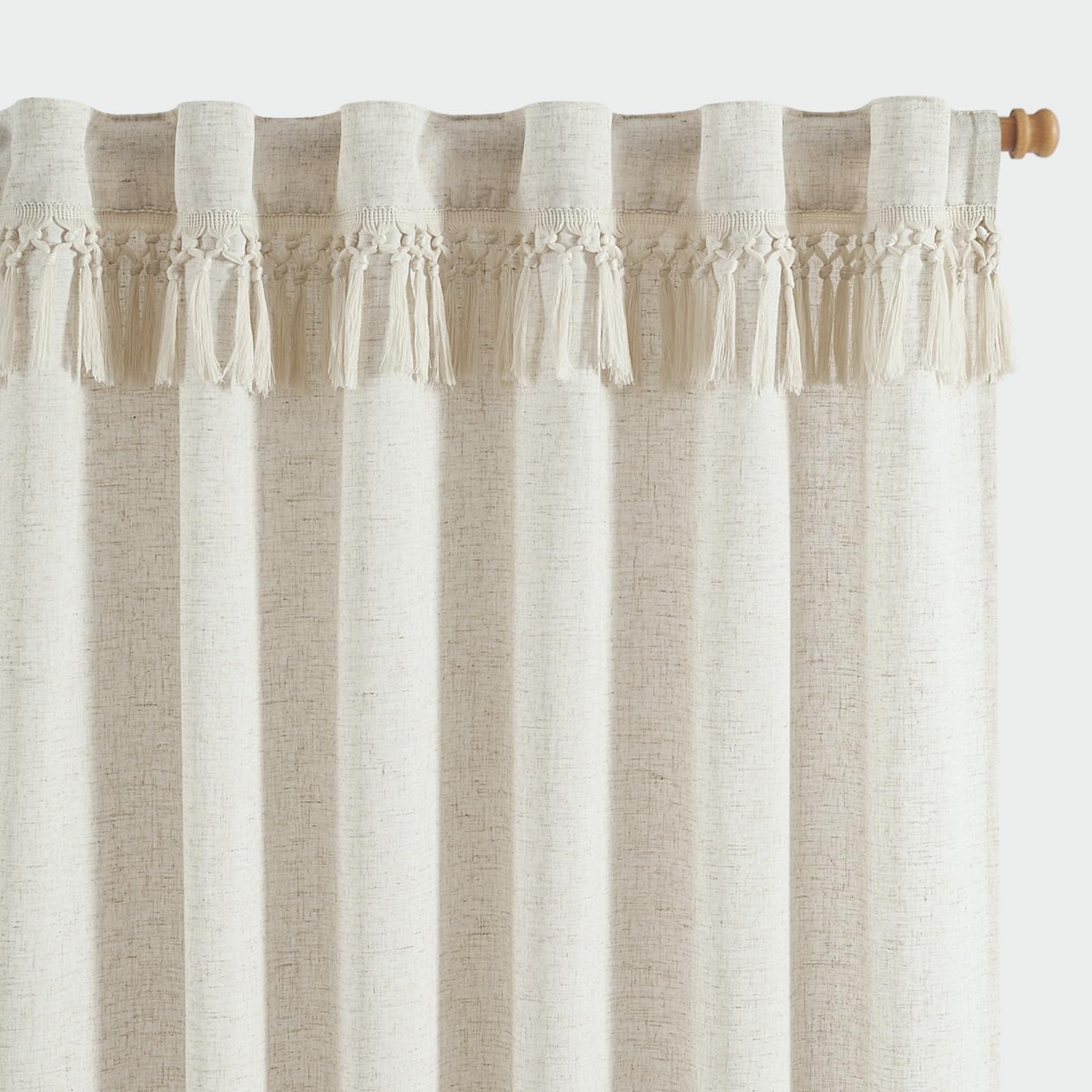 Amazon.com: jinchan Linen Blend Curtains with Tassels, Curtains for ...