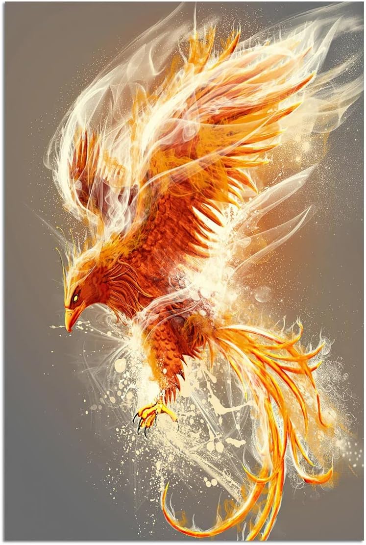Amazon.com: Phoenix Poster,Dragon Puzzle,Mystical Fire,Canvas Wall Art ...