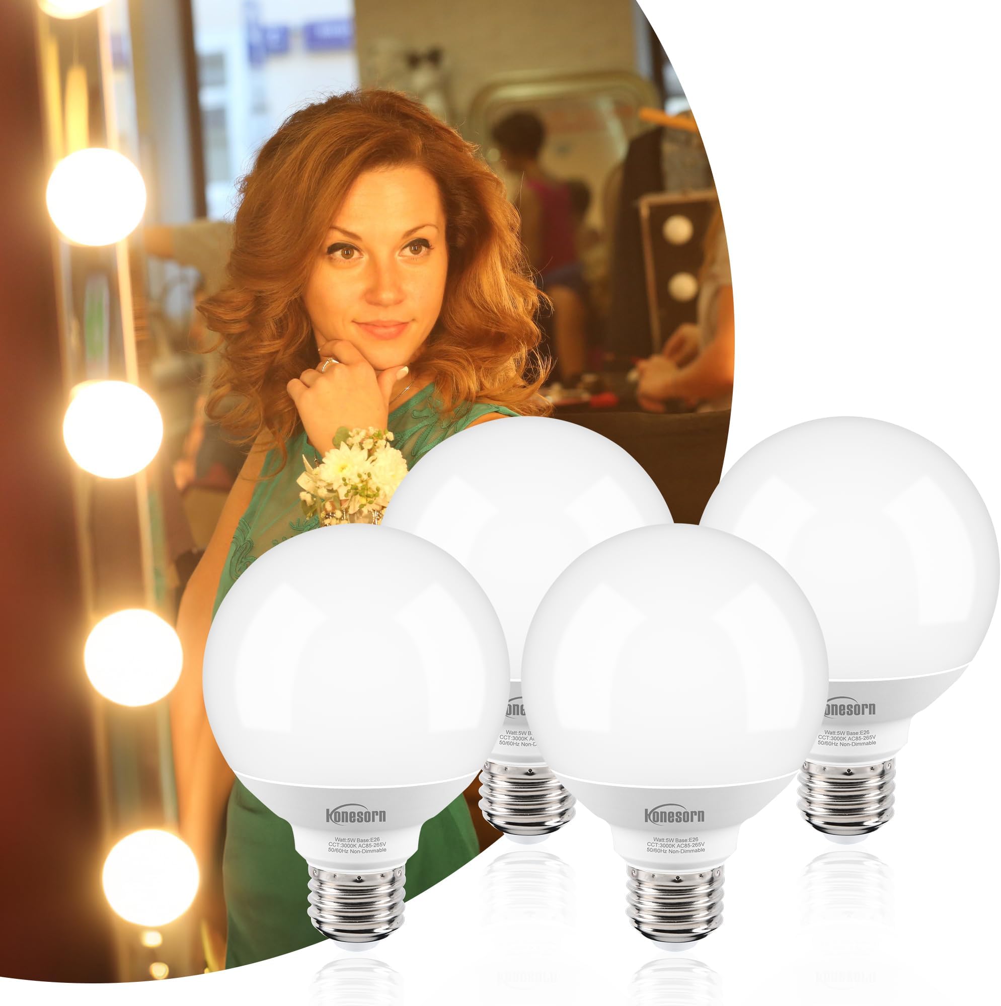 BUBO Globe Light Bulbs 60 Watt Equivalent, Vanity Light Bulbs for ...