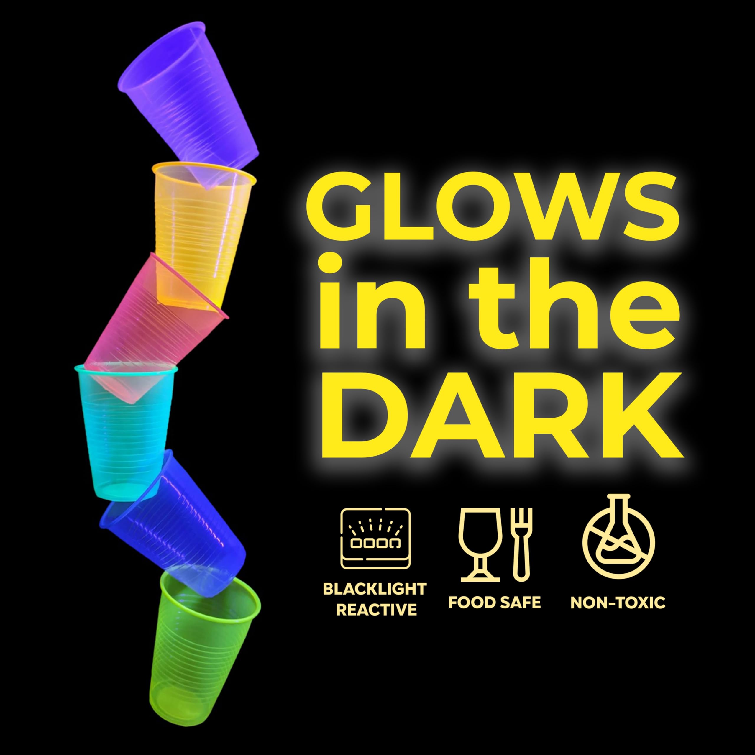 Snapklik.com : Blacklight Party Glow Cups - 60 Pack 16 Oz Assorted ...