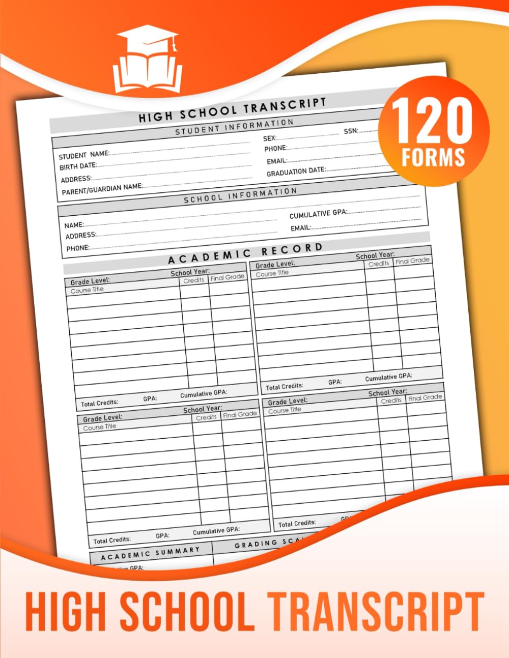 High School Diploma Transcript Forms: Editions, Elmekkitranscript ...