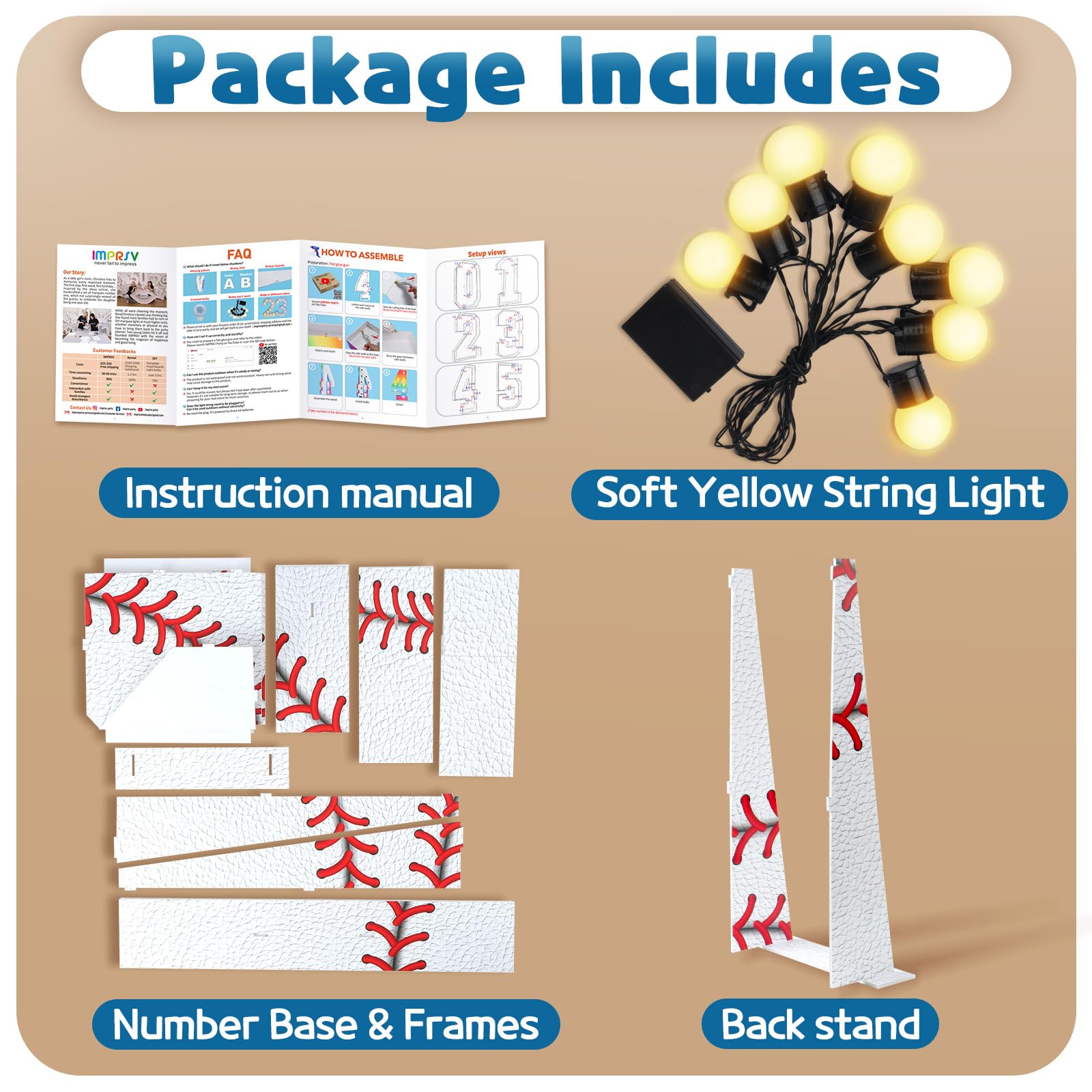 Snapklik.com : Imprsv Marquee Numbers Baseball 2nd-Birthday Decorations ...