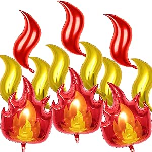 Amazon.com: 12 PCS Fire balloons and Flame Balloons Set, Red and Gold ...