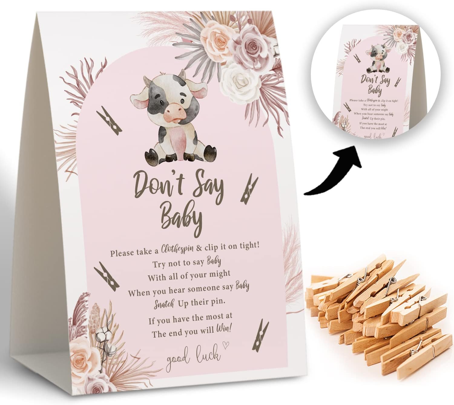 Amazon.com: Don't Say Baby Clothespin Games,Cowboy Baby Shower Game ...