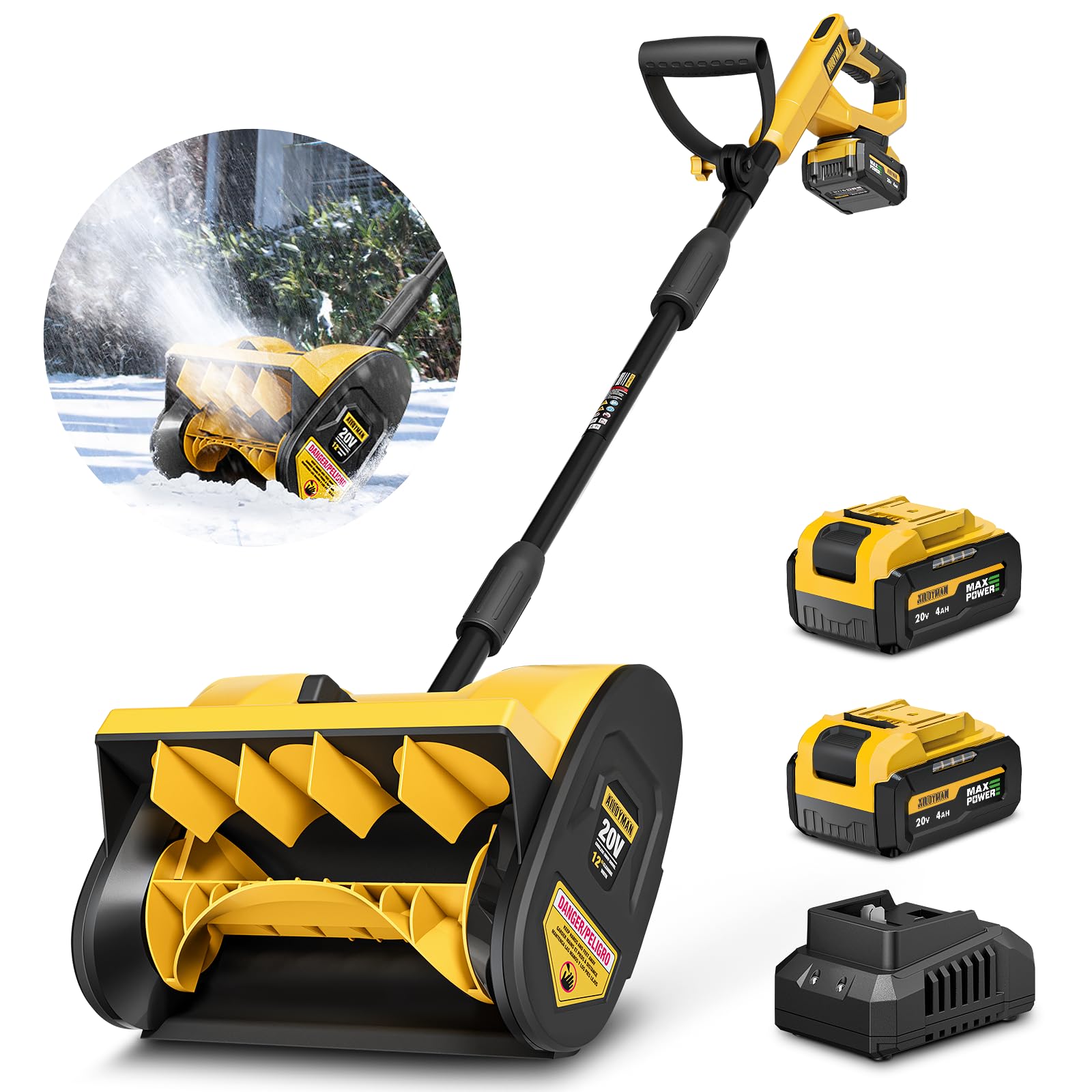 Amazon.com : Alloyman 20V Cordless Snow Shovel, 12-Inch Electric Snow ...