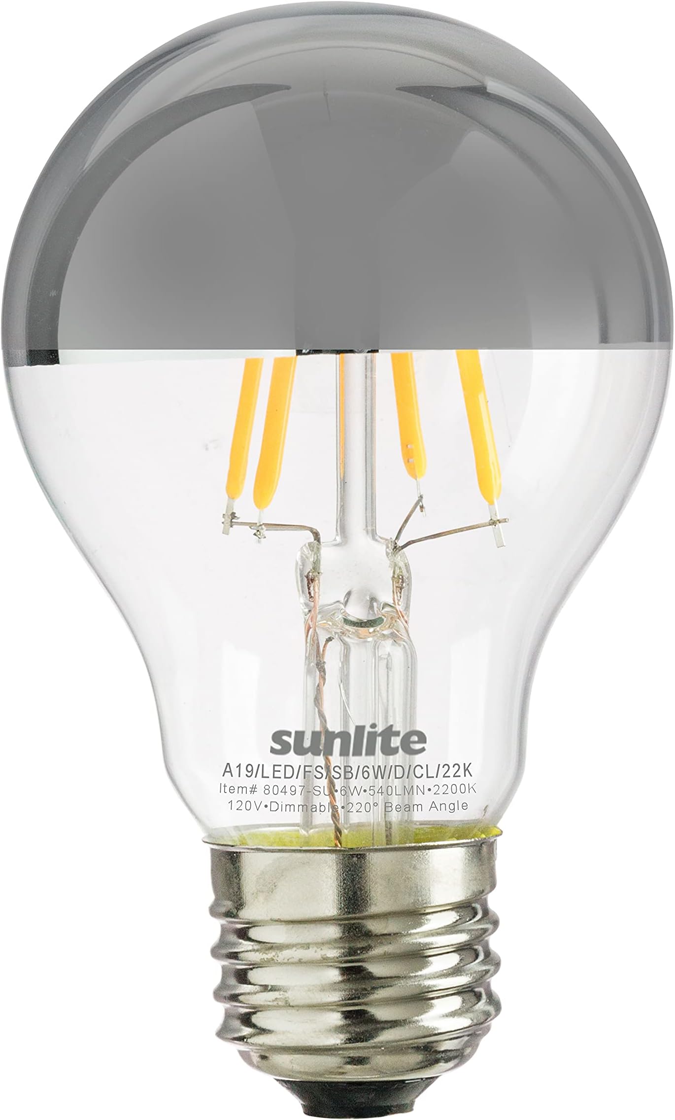 Half Chrome LED Filament Bulb A19 4W LED Light Bulb, Silver Bowl Tipped ...