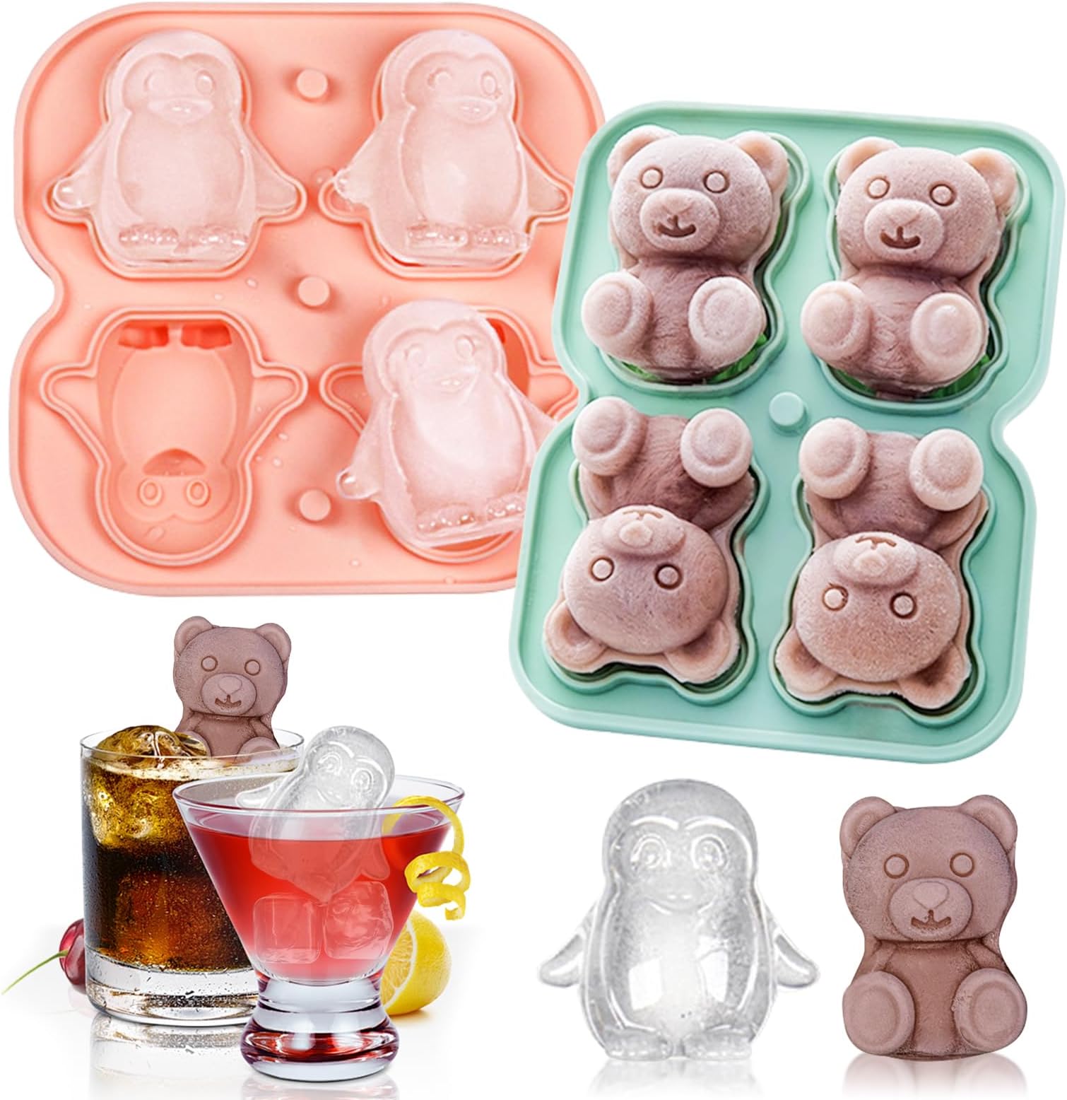 Amazon.com: Bear Ice Cube Tray Mold - 3D Bear Shape Ice Cube Trays ...