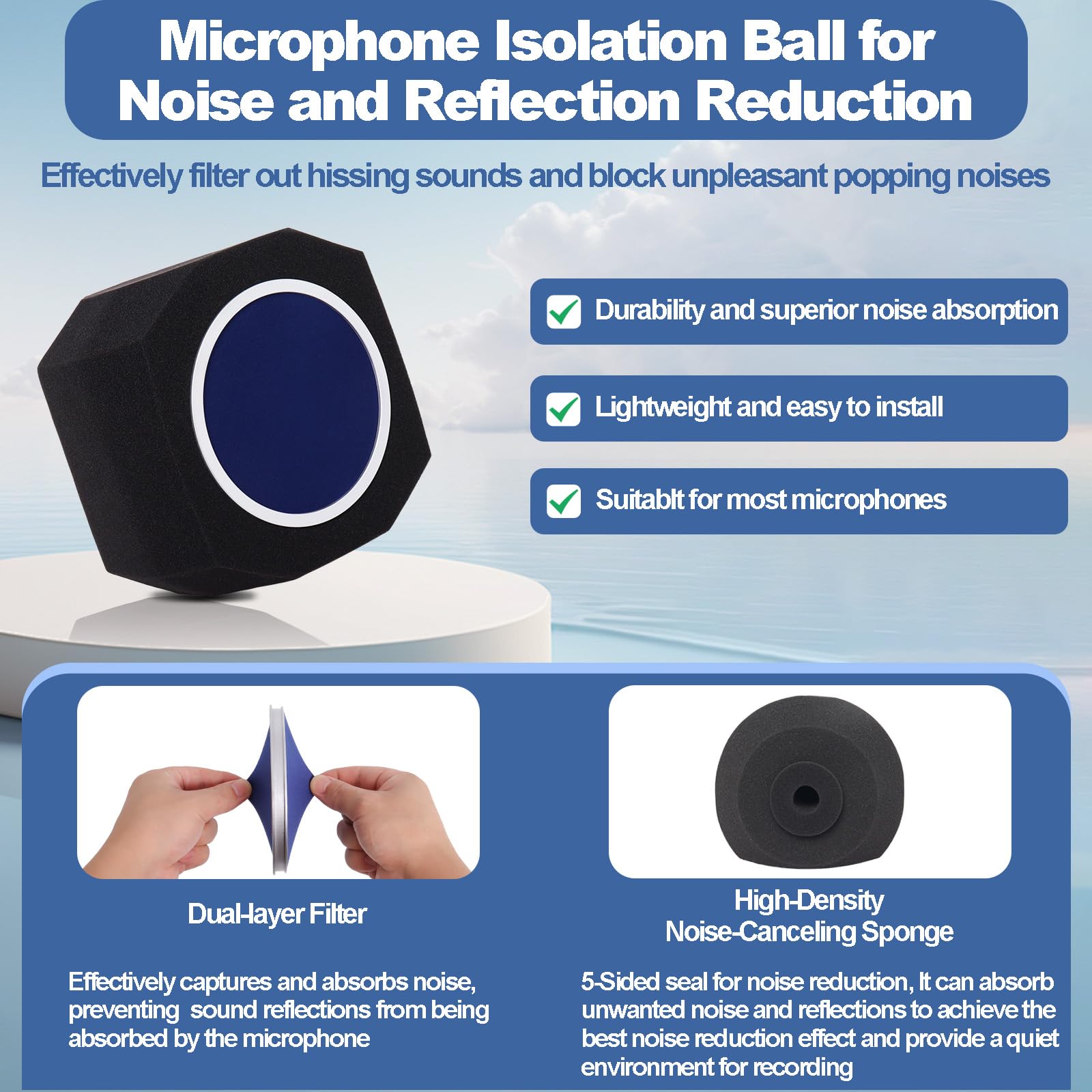 Snapklik.com : Pro-Grade Microphone Isolation Ball & Pop Filter High ...