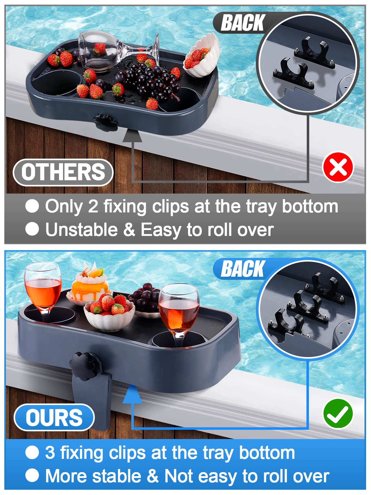Inflatable Hot Tub Hot Tub Table Tray, Heavy-Duty Nonslip Drink Caddy ...