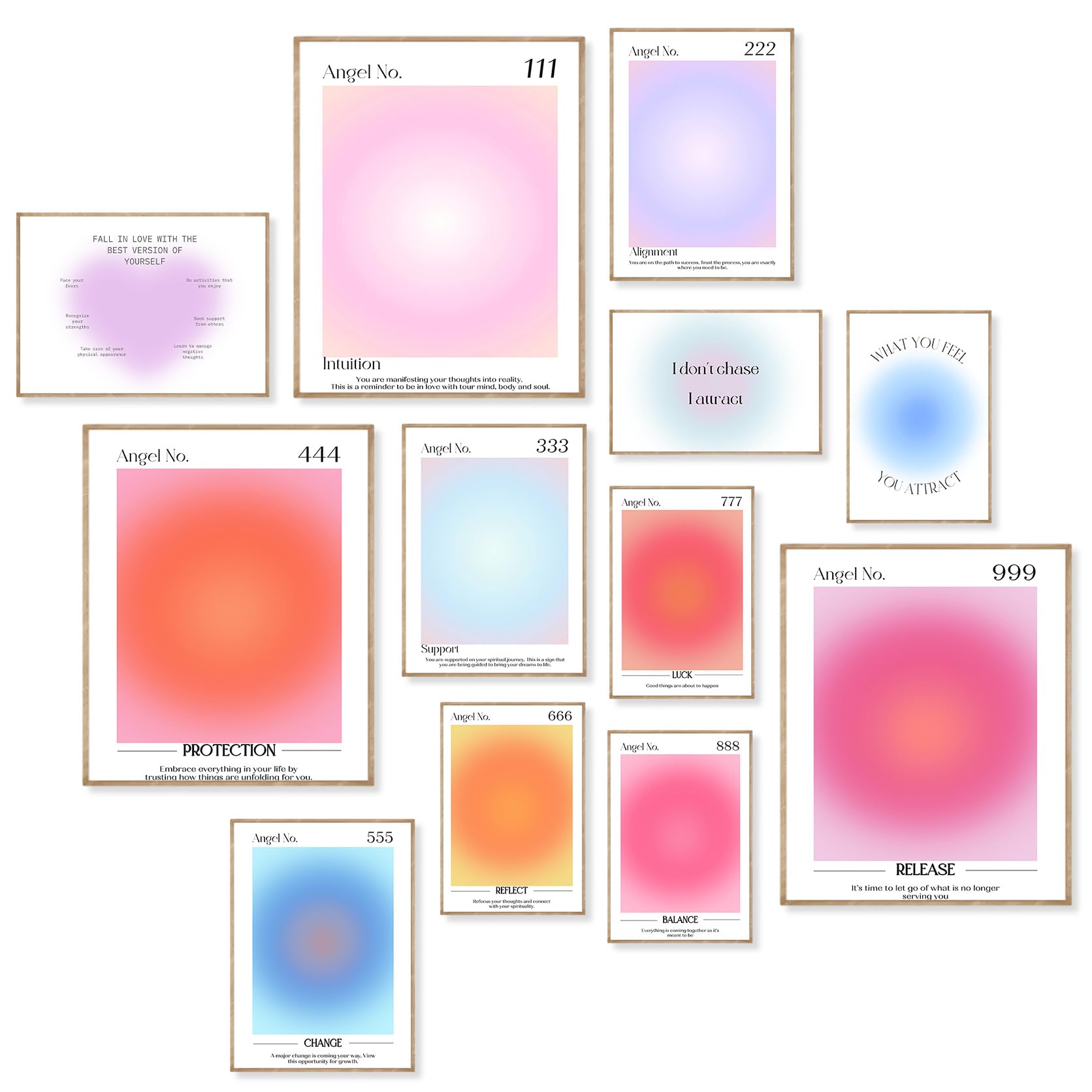 Amazon.com: KINYEYE 12PCS Aura Angel Number Eclectic Posters, Aesthetic ...