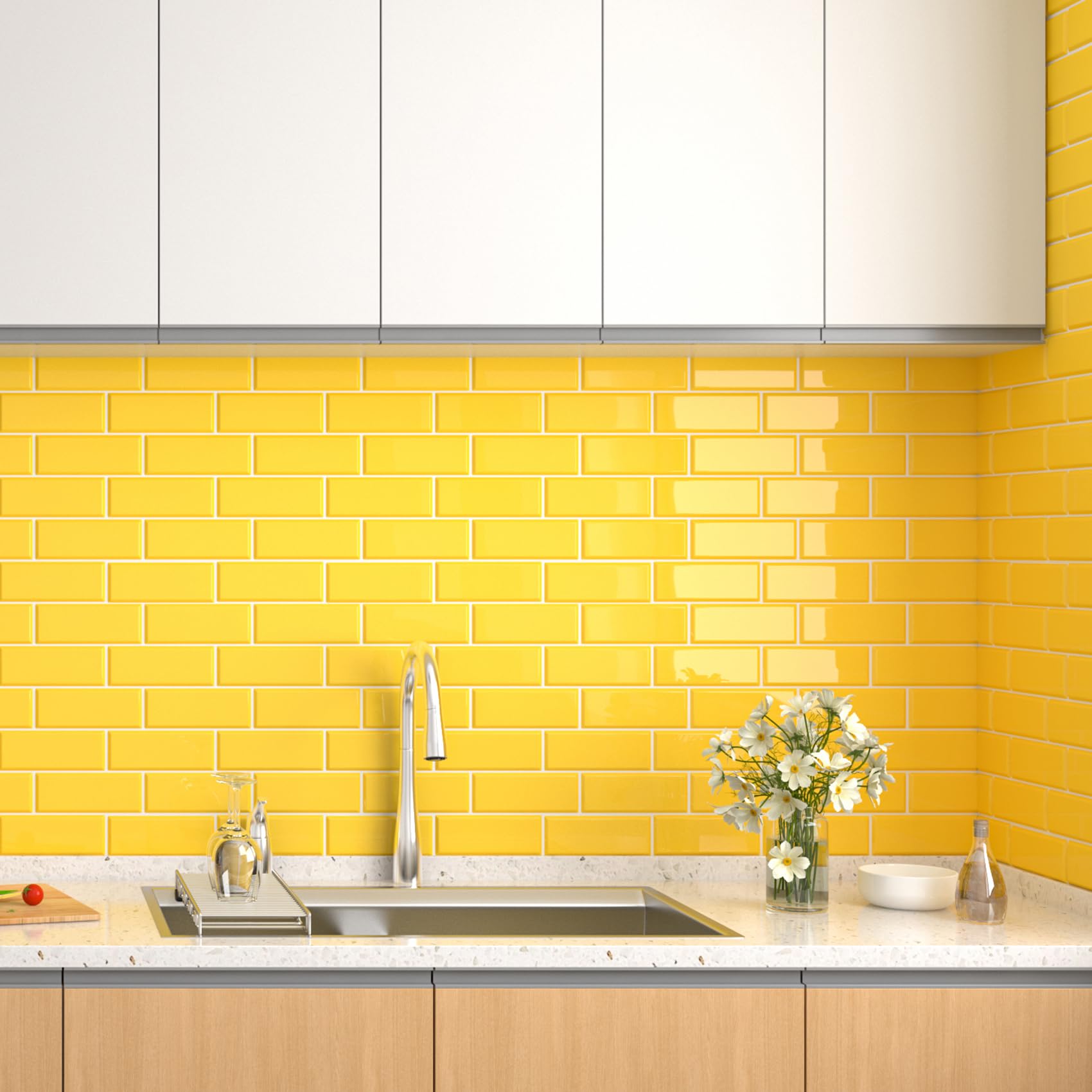 Yellow Subway Tile Kitchen Backsplash Vintage Tile Backsplash Ideas