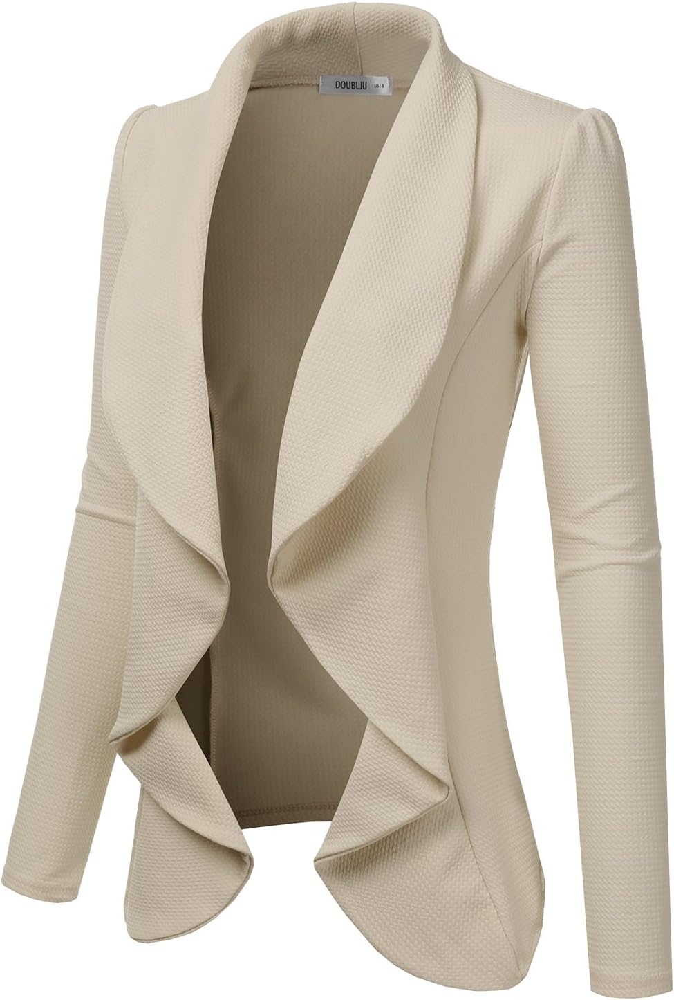 DOUBLJU Classic Draped Open Front Long Sleeve Business Casual Work ...