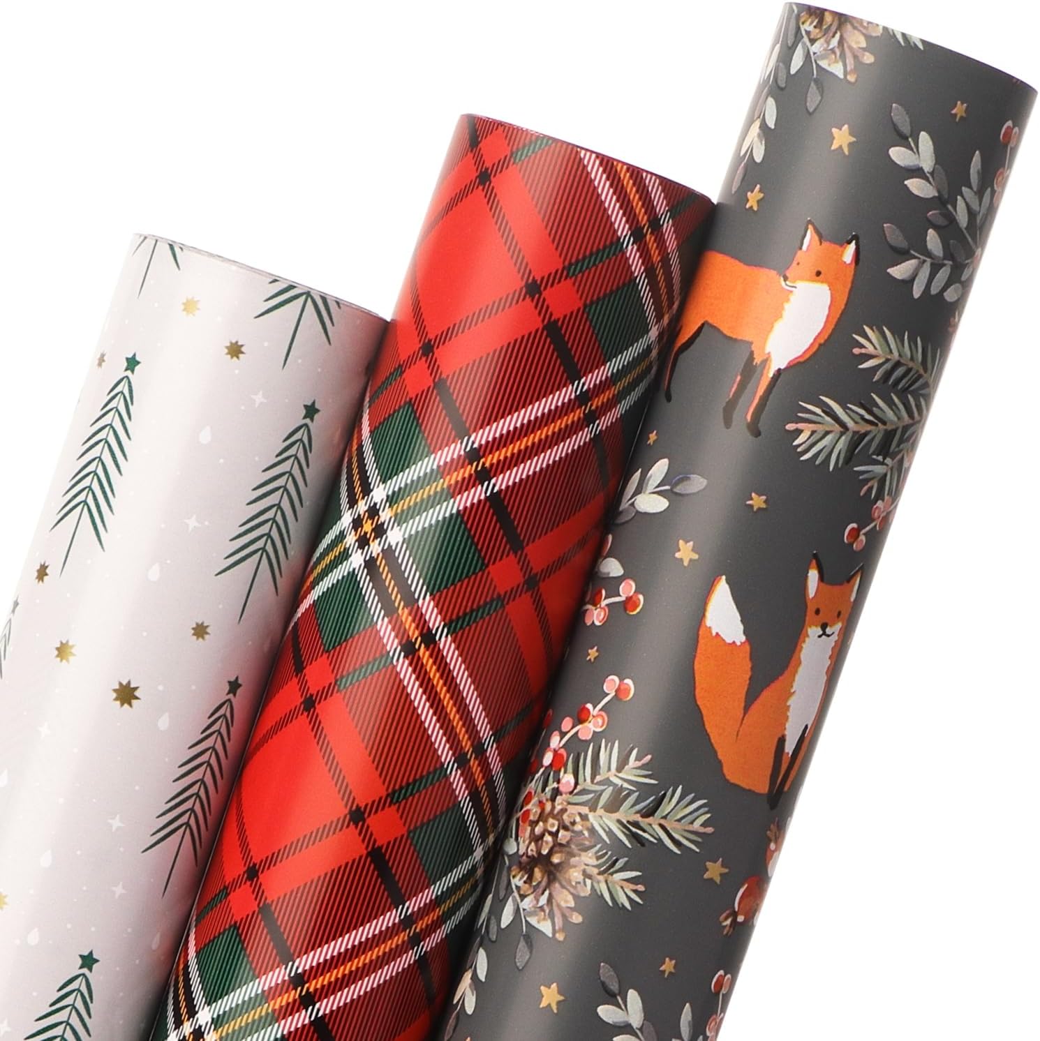 Amazon.com: Hallmark Holiday Wrapping Paper Rolls - Rustic Christmas ...