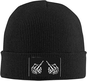 Rqwaaed Skull Skeleton Bone Middle Finger Knit Hat Unisex Beanie Cap ...