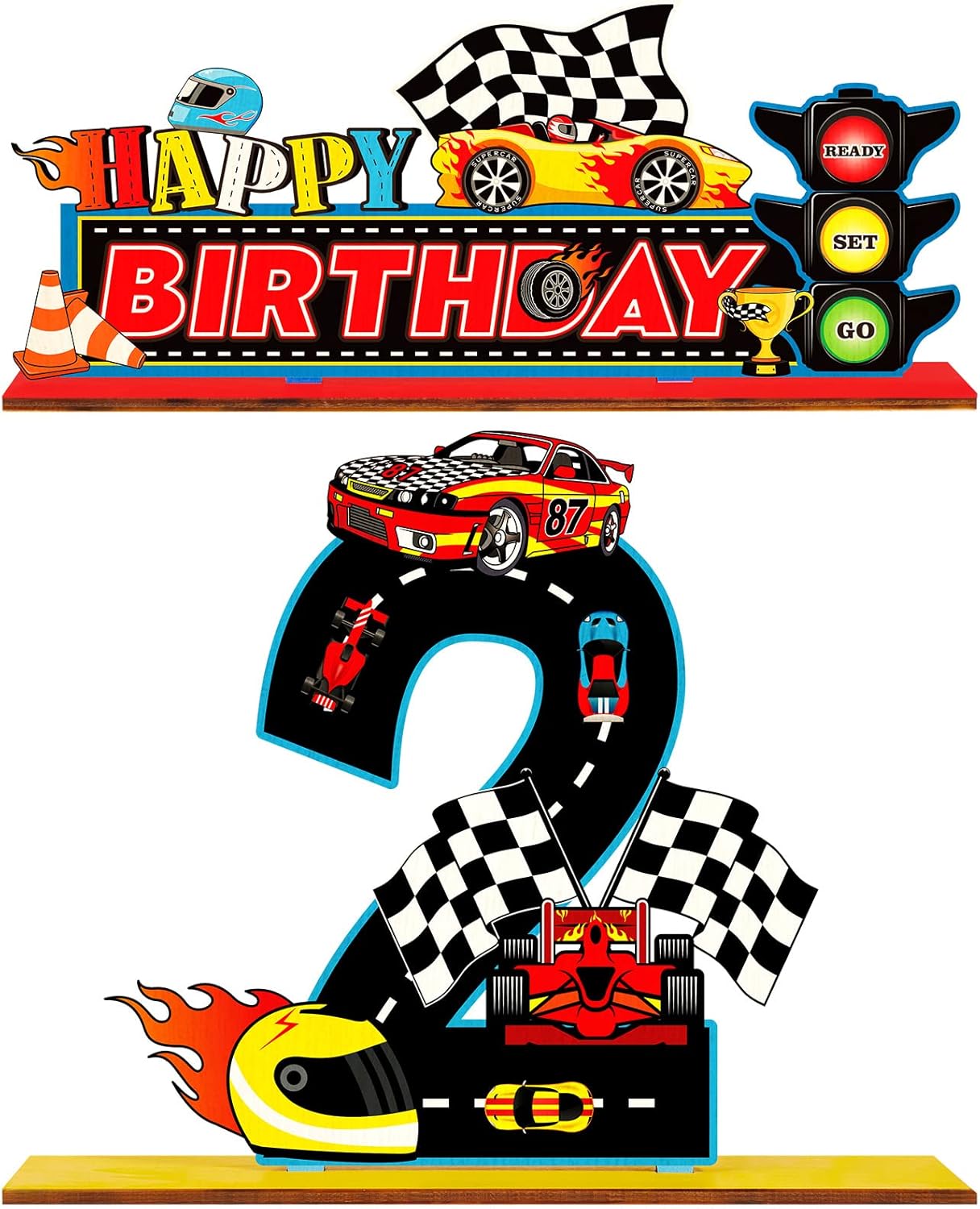 Amazon.com: 2 Pieces Race Car Two Fast Birthday Decorations Two Letter ...