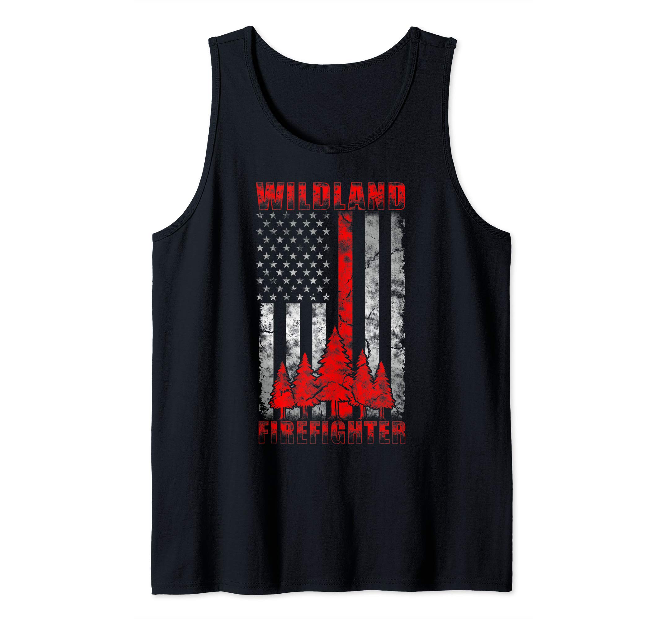 Amazon.com: Thin Red Line American Flag Wildland Firefighter Tank Top ...
