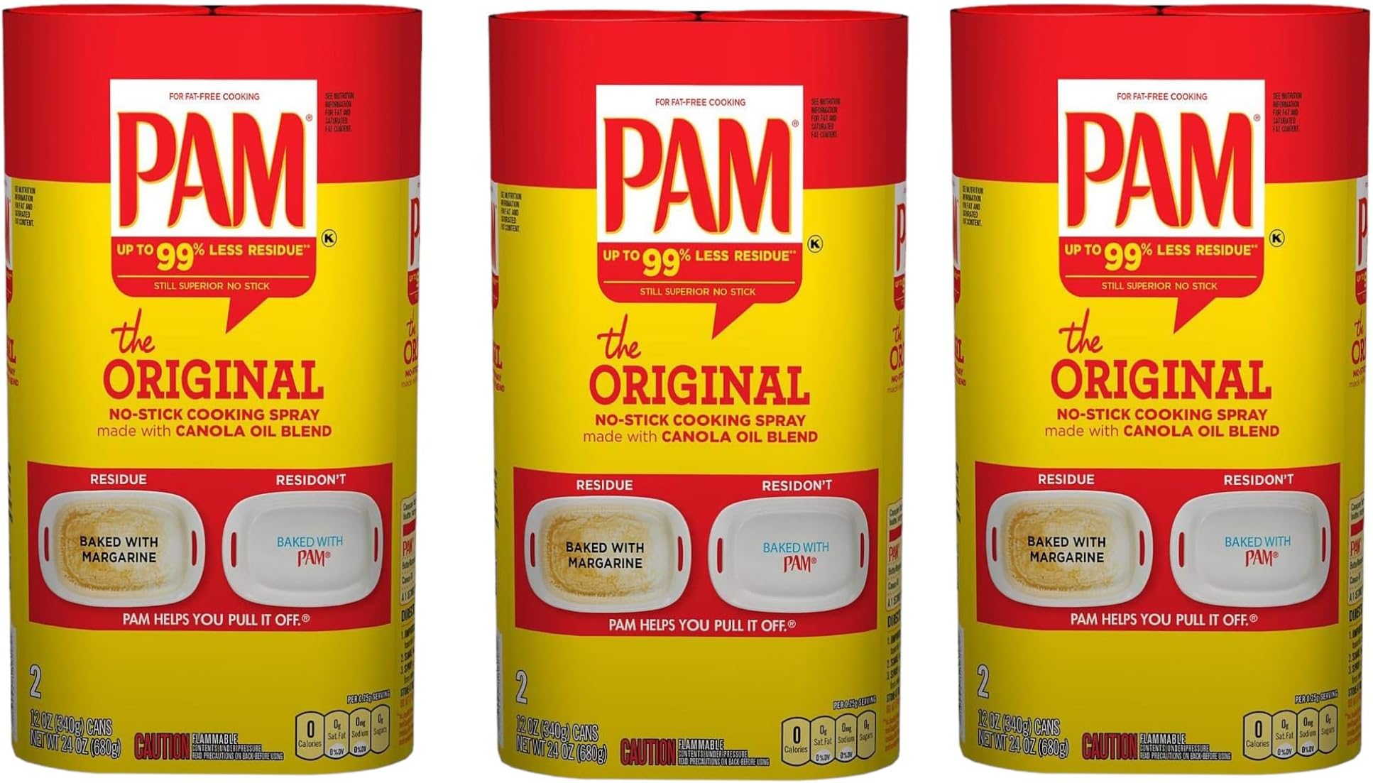 Amazon.com : Pam Original No-Stick Cooking Spray 6 Ounce (3 Pack) : Non ...