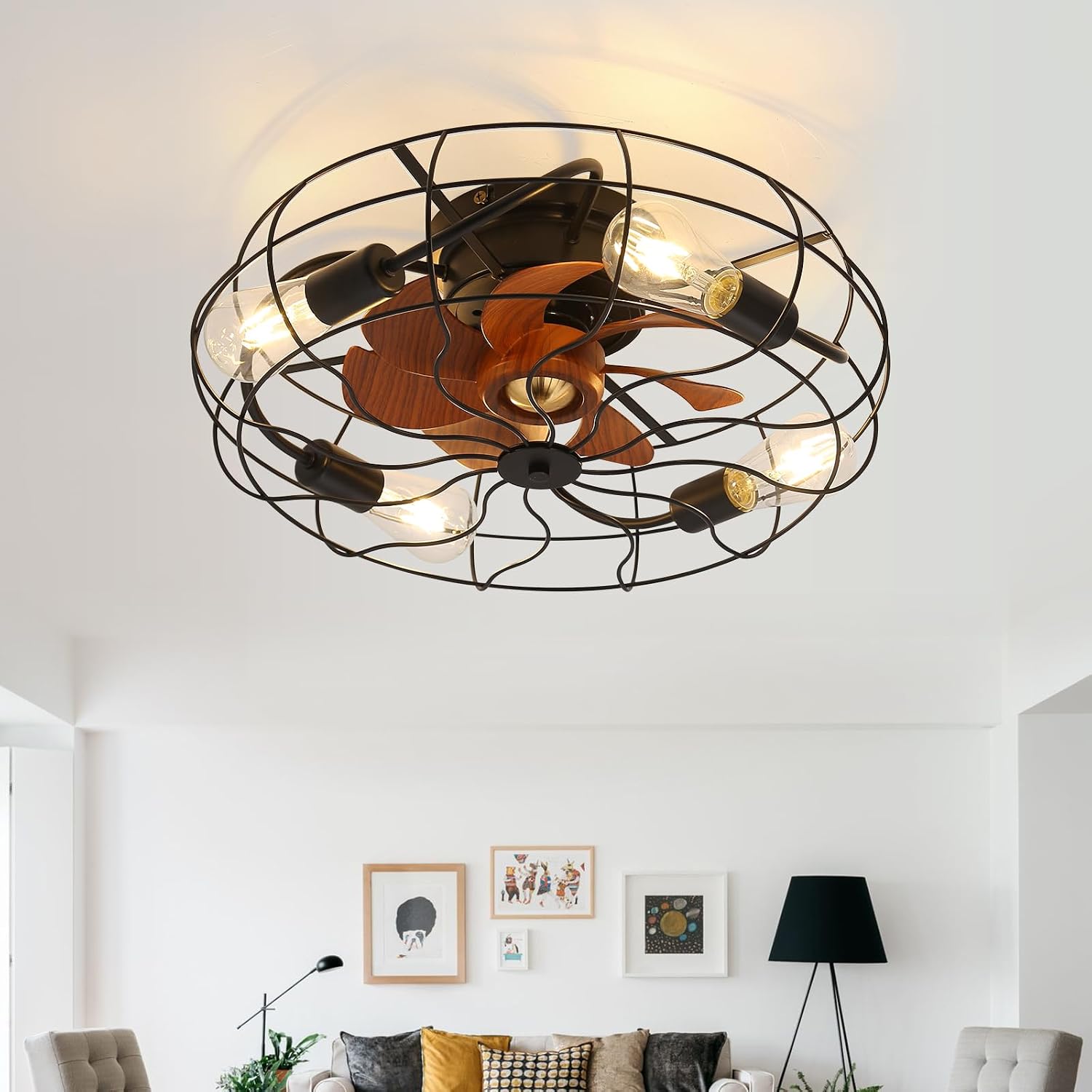 Amazon.com: ReLa Mall 20" Ceiling Fans with Lights Remote,Low Profile ...