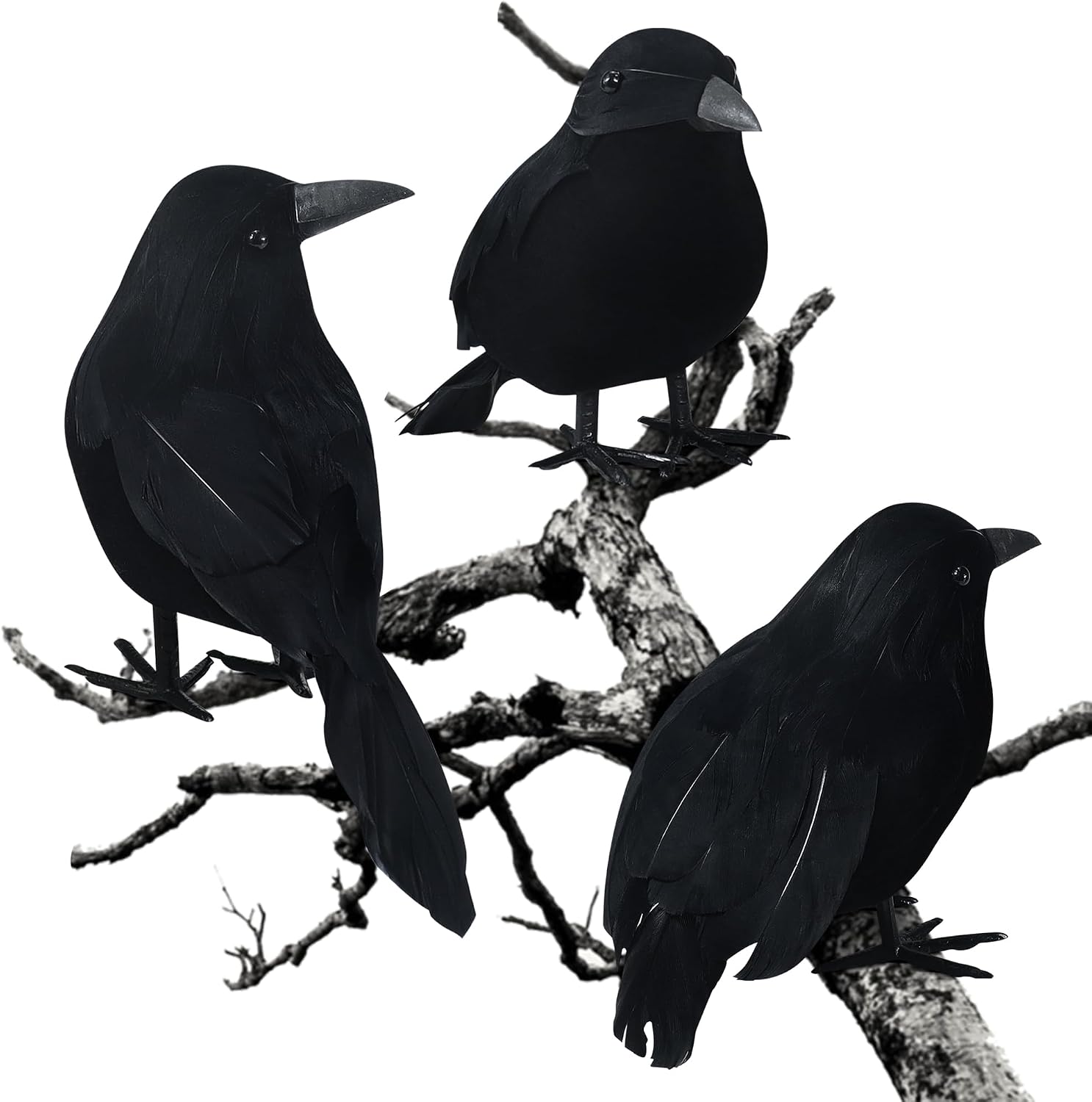 Halloween Table Decorations Meooeck 12 Pcs Black Fake Crows Realistic ...