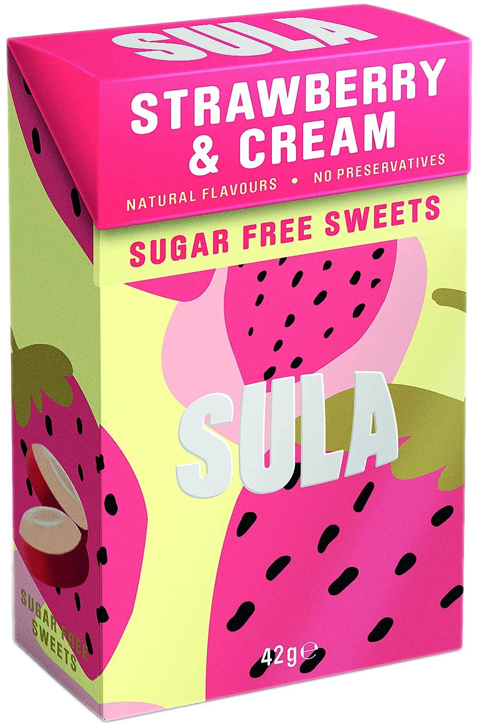 THREE PACKS of Sula Natura Strawberry Cream Sugar Free Sweets with ...