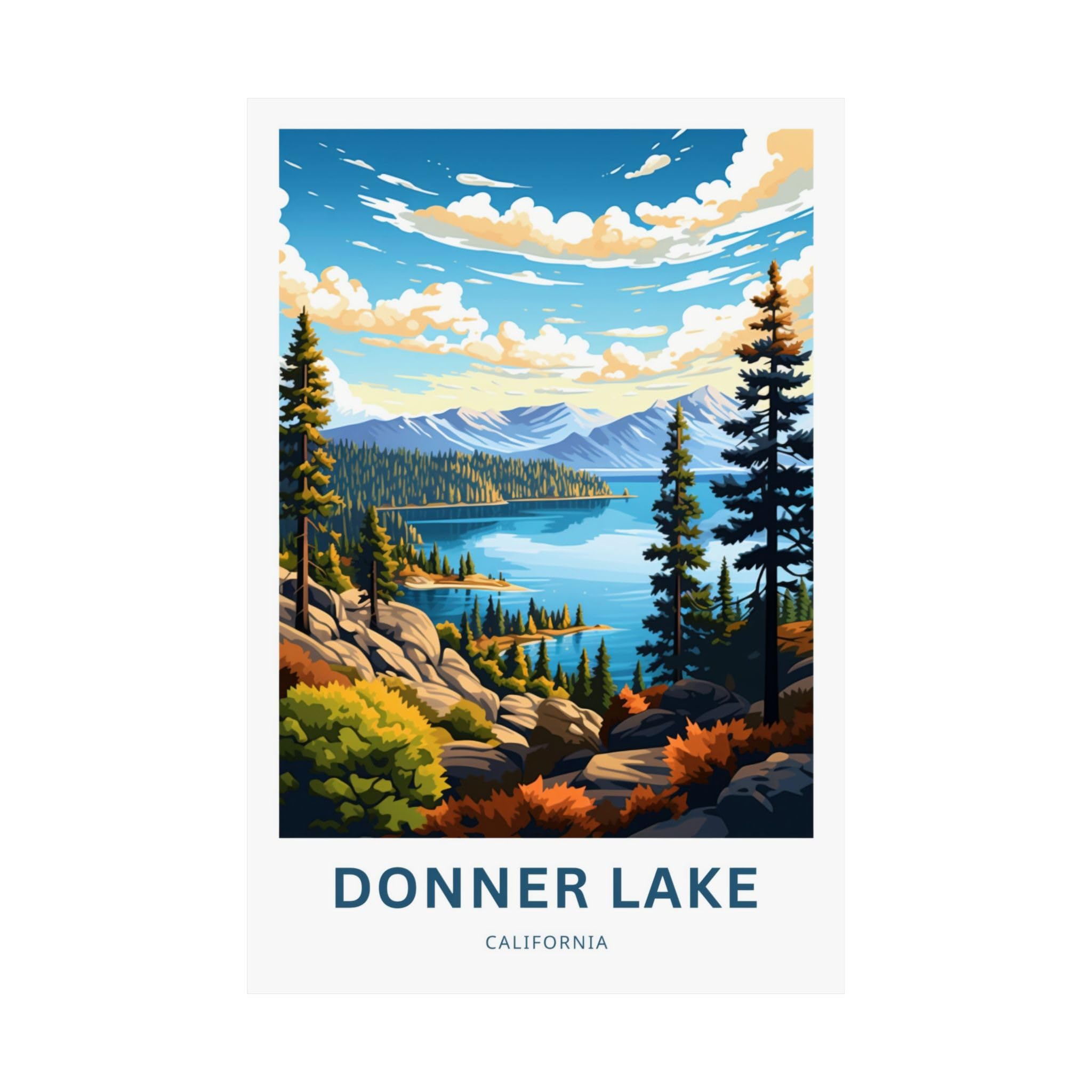 Amazon.com: Donner Lake Travel Art Poster - Donner Lake Art Print ...