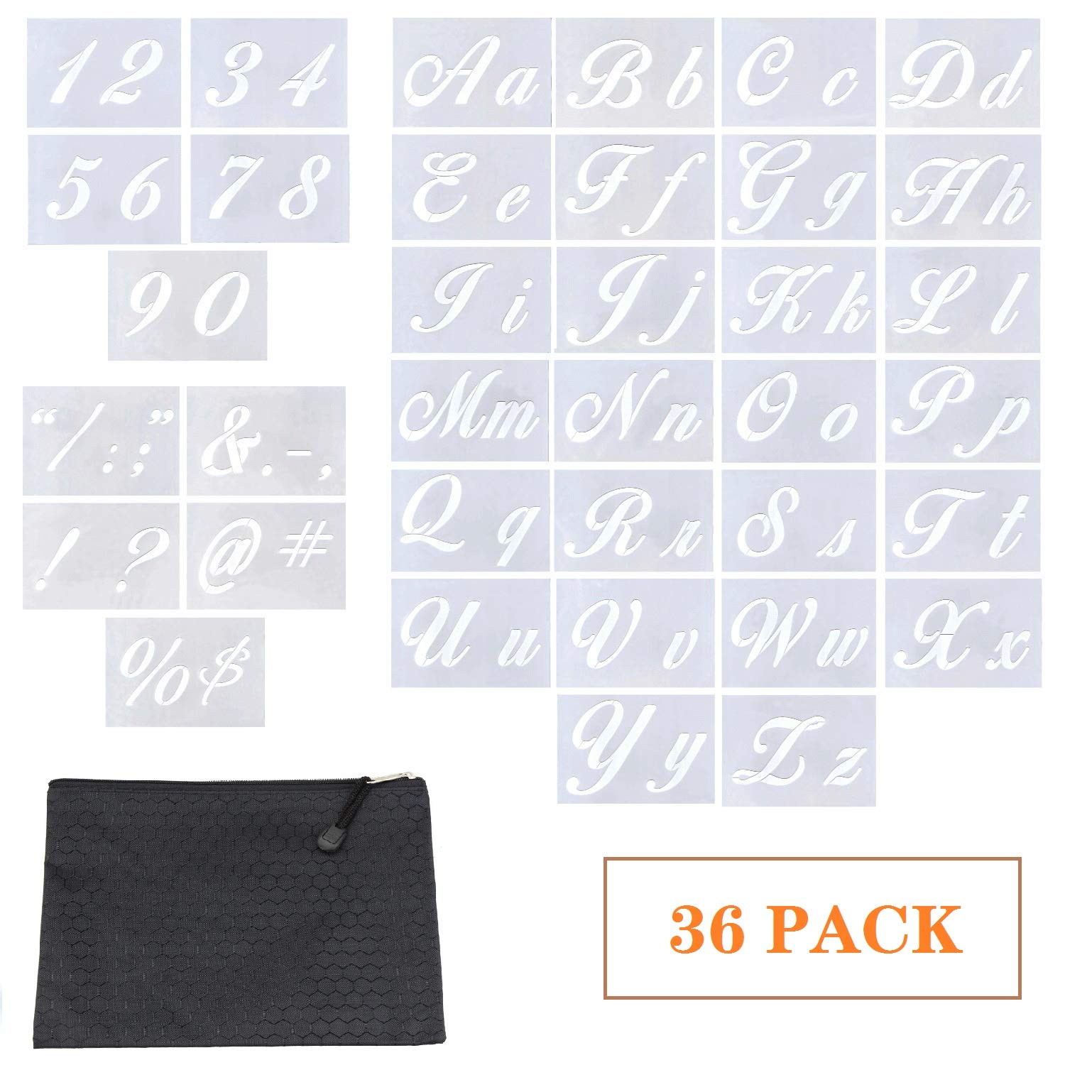 Buy Letter Stencils - 36 Pack Alphabet Stencils with Calligraphy Font ...