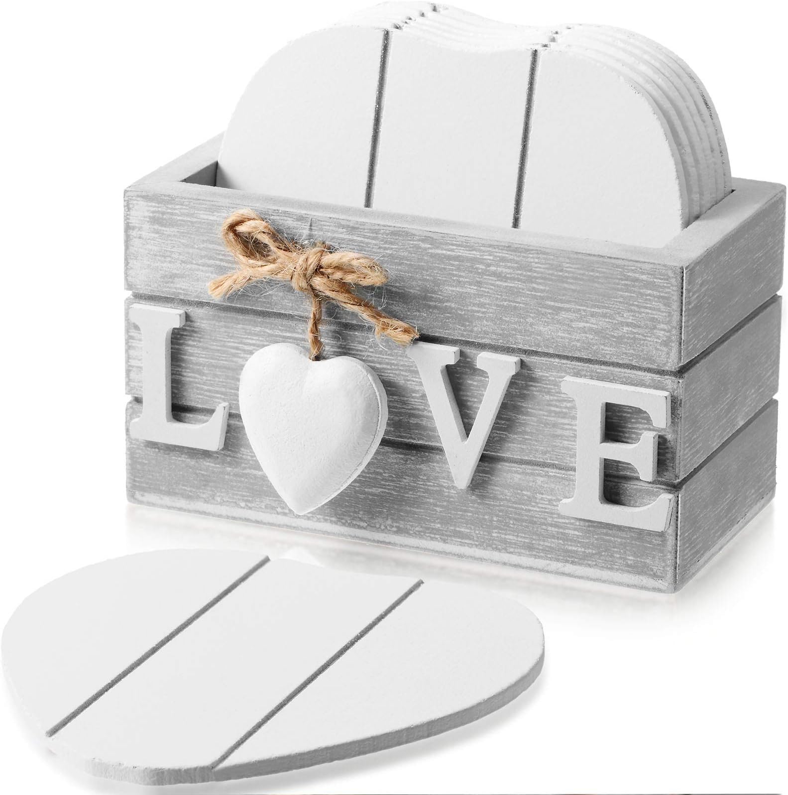 Amazon.com | FASHIONCRAFT Love Glass Coaster Set of 4, Pack of 1 - Love ...