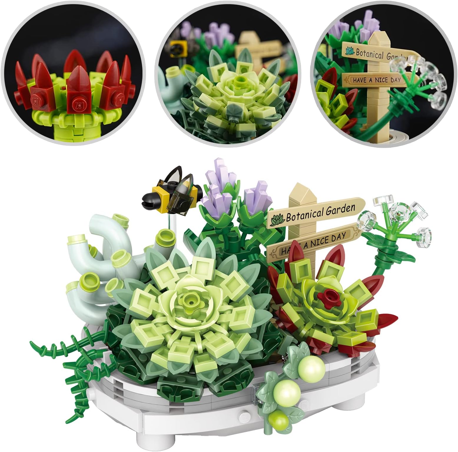 Amazon.com: EasyAgo Succulent Mini Bricks Building Block Set Flower ...