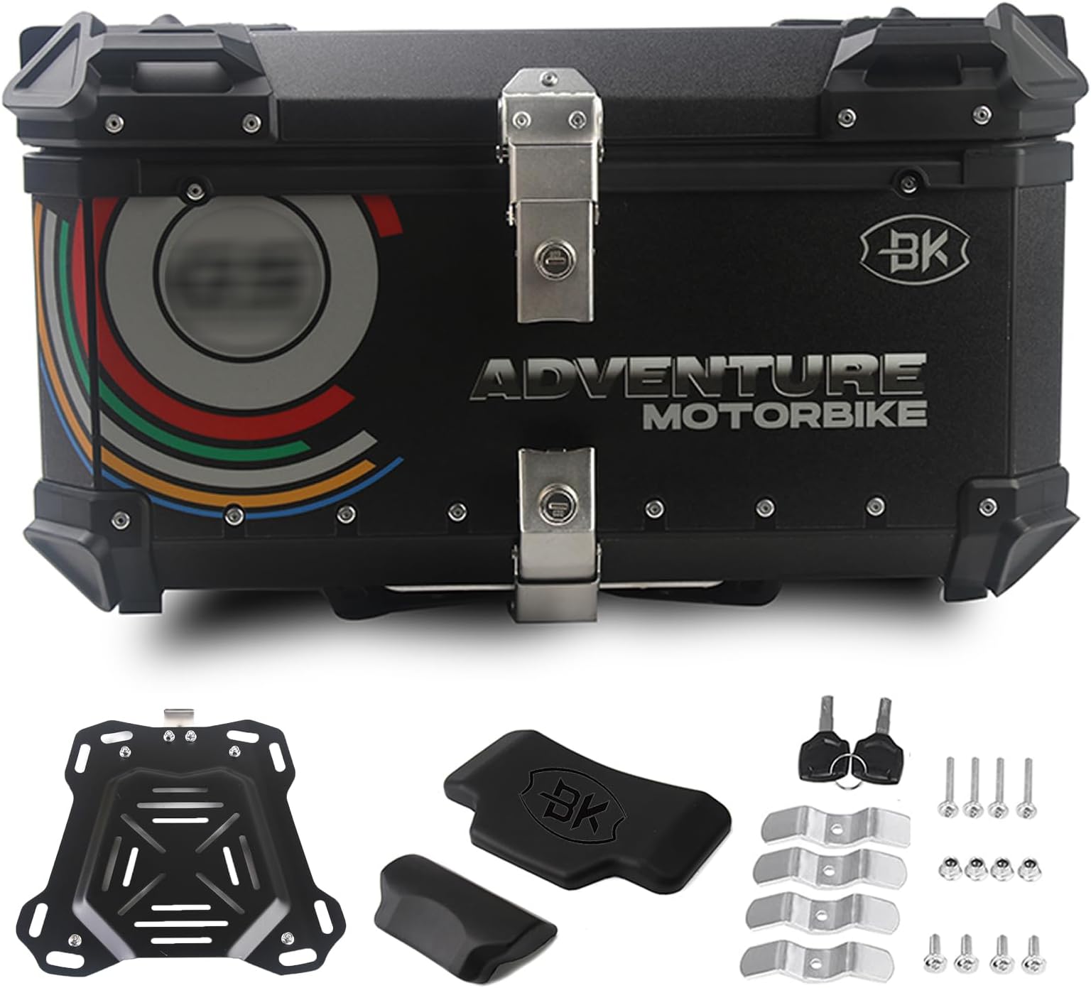 Amazon | BK-MOTOR バイク リアボックス 大容量 45L/55L/65L アルミ トップケース バイク ボックス バックレスト付き 革張り 防水防塵 取付ベース付 鍵2本付 ...