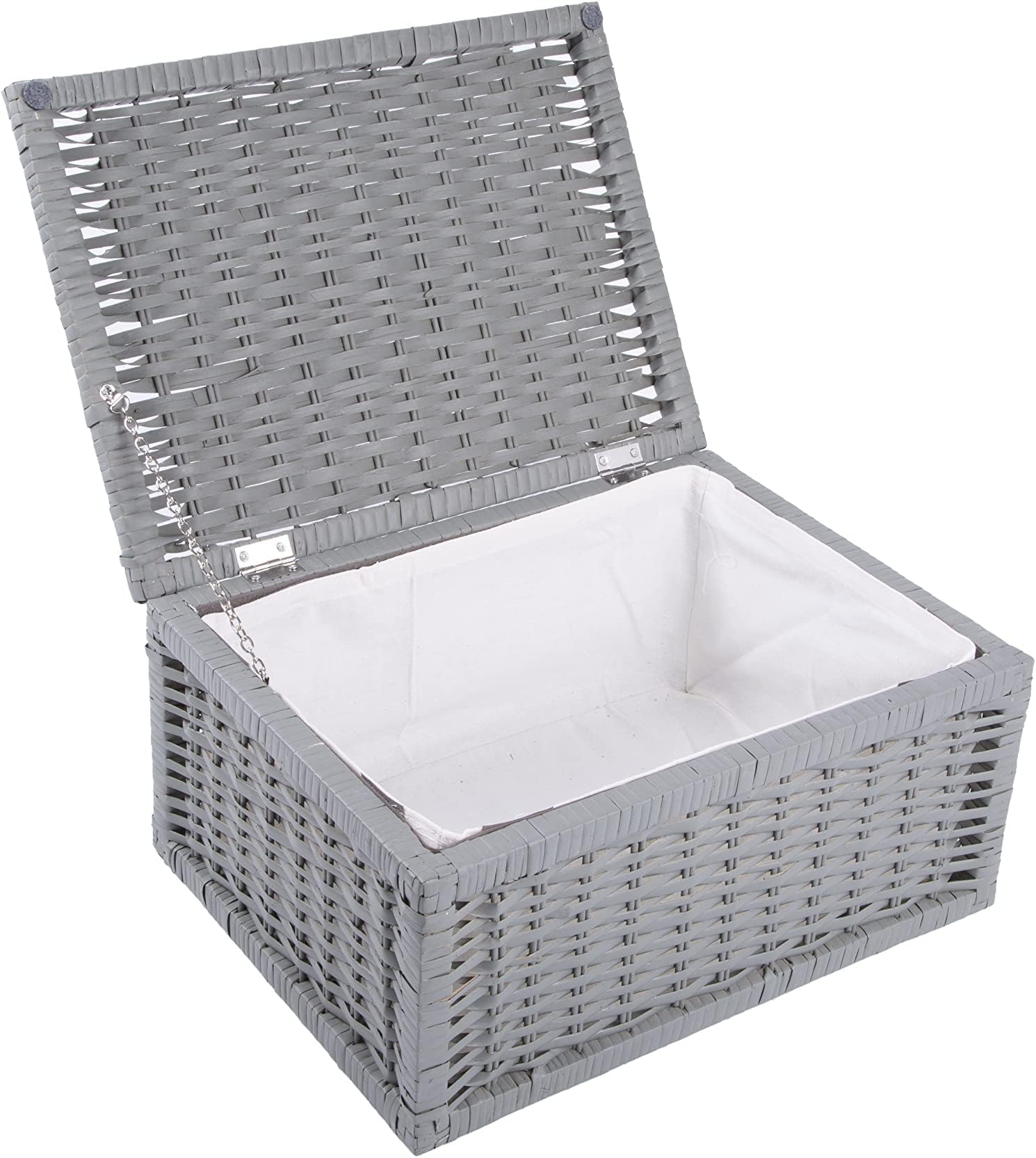 ARPAN Large Resin Woven Storage Basket Box With Lid & Lock - White ...