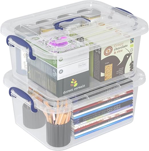 Xeabia 8 L Clear Storage Box with Lid, Plastic Storage Latch Boxes with ...