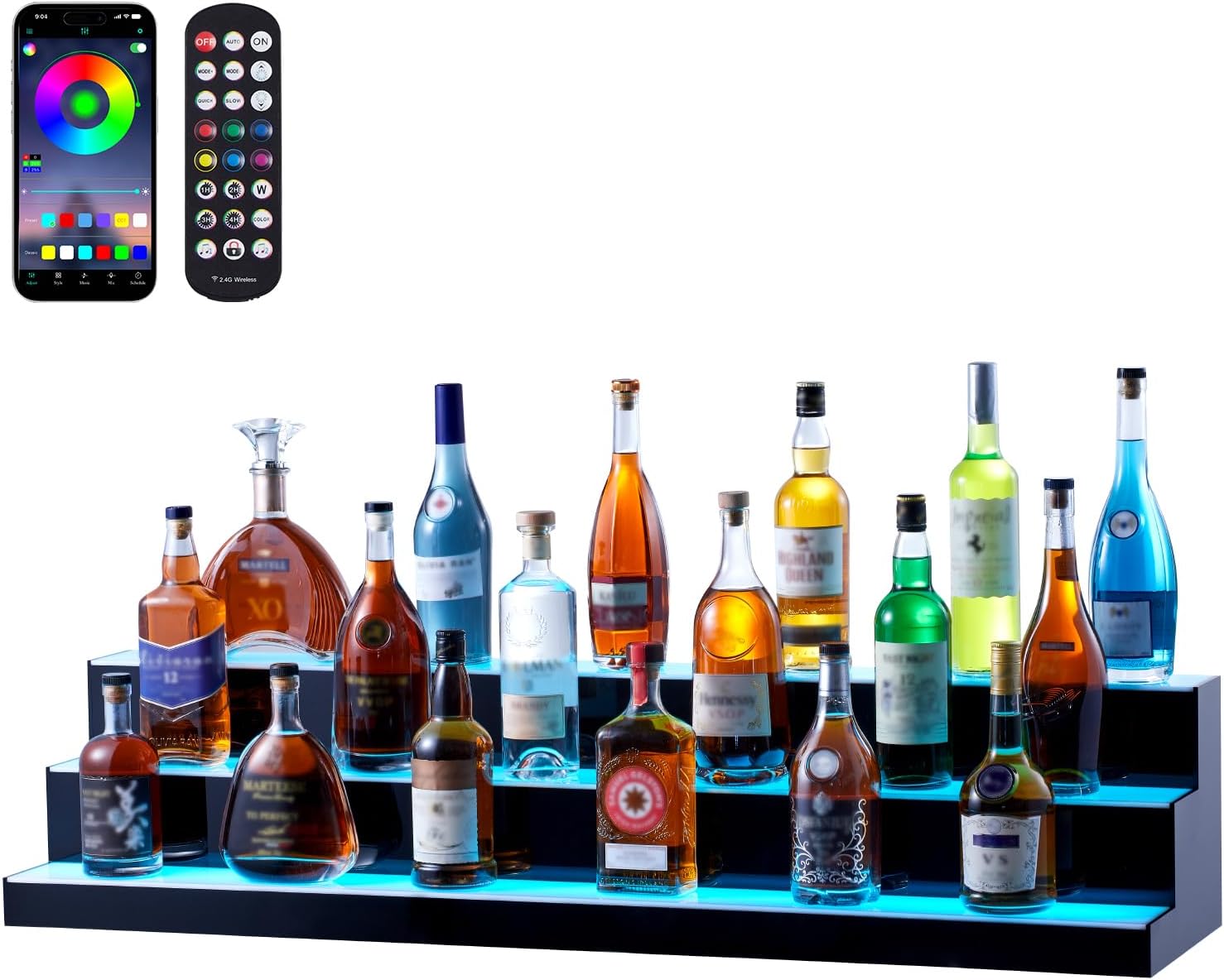 Brandclub - VEVOR LED Lighted Liquor Bottle Display, 3 Tiers 48 Inch ...