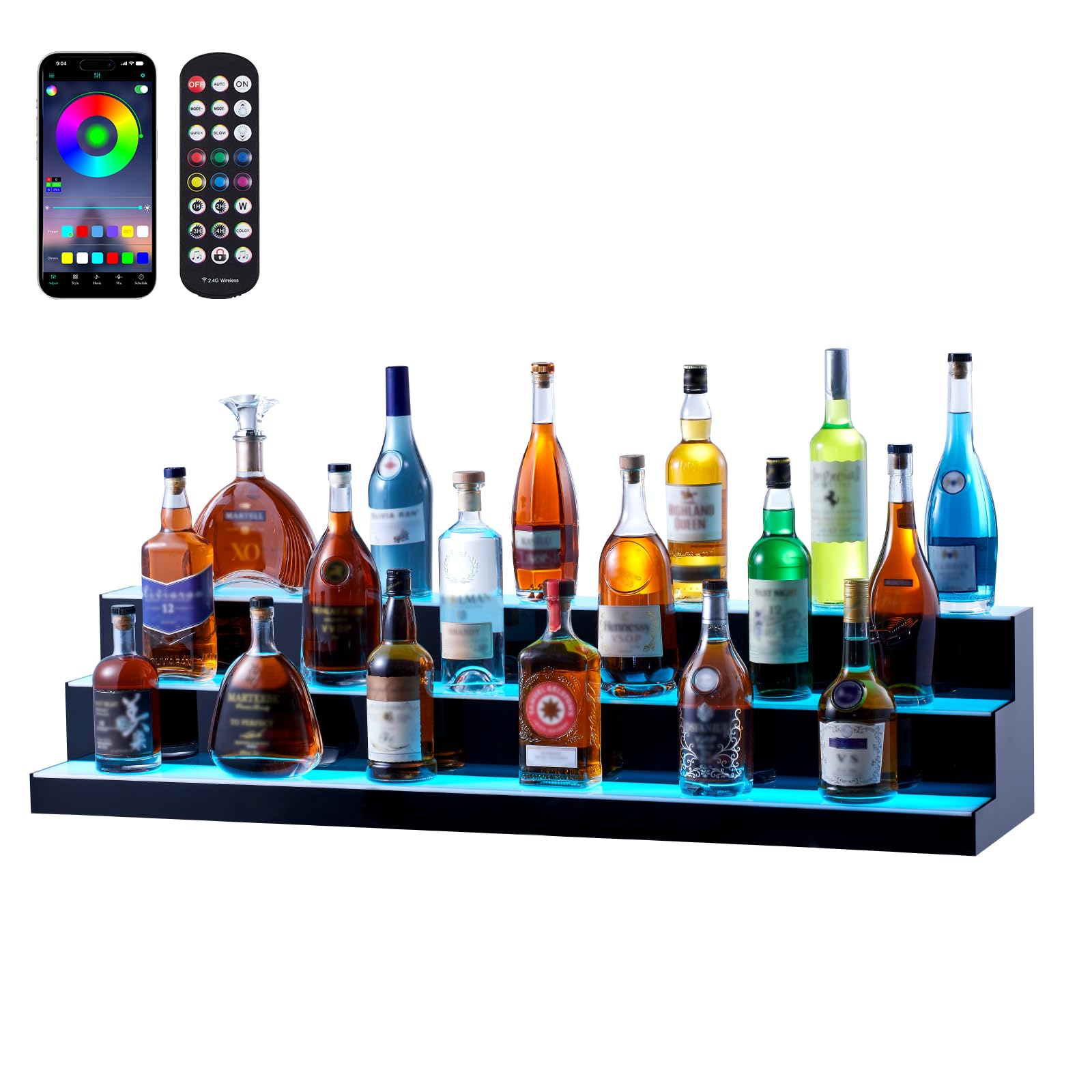 Amazon.com: VEVOR LED Lighted Liquor Bottle Display, 3 Tiers 48 Inch ...