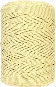 GOHOF Macrame Cord 3mm x 450m Premium Cotton Macrame Rope, 4 Strand ...