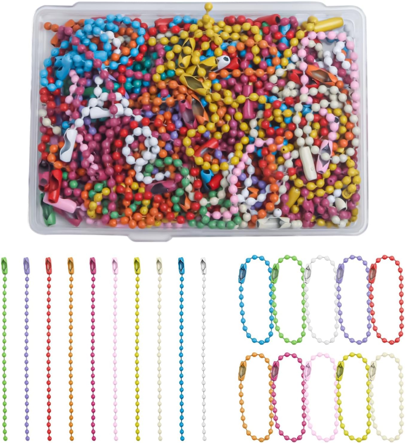 Amazon.com: 100 PCS Ball Chain Key Chain, 2.4 mm Small Metal Ball Chain ...