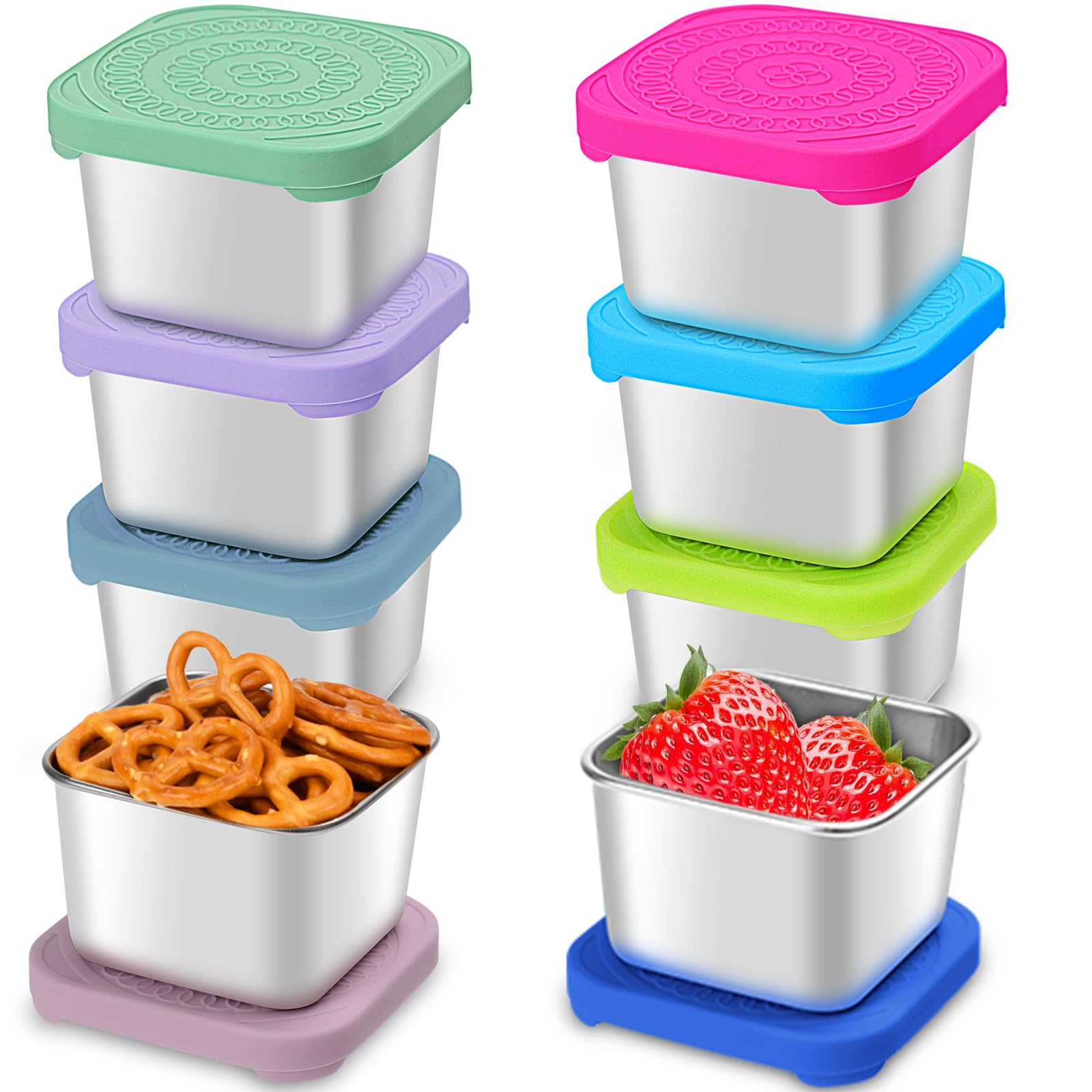 Amazon.com: Haldane 8pack Snack Containers for Kids, Leak Proof Snack ...