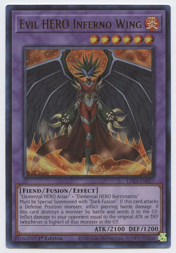 Amazon.com: Evil Hero Inferno Wing - LDS3-EN027 - Ultra Rare - 1st ...
