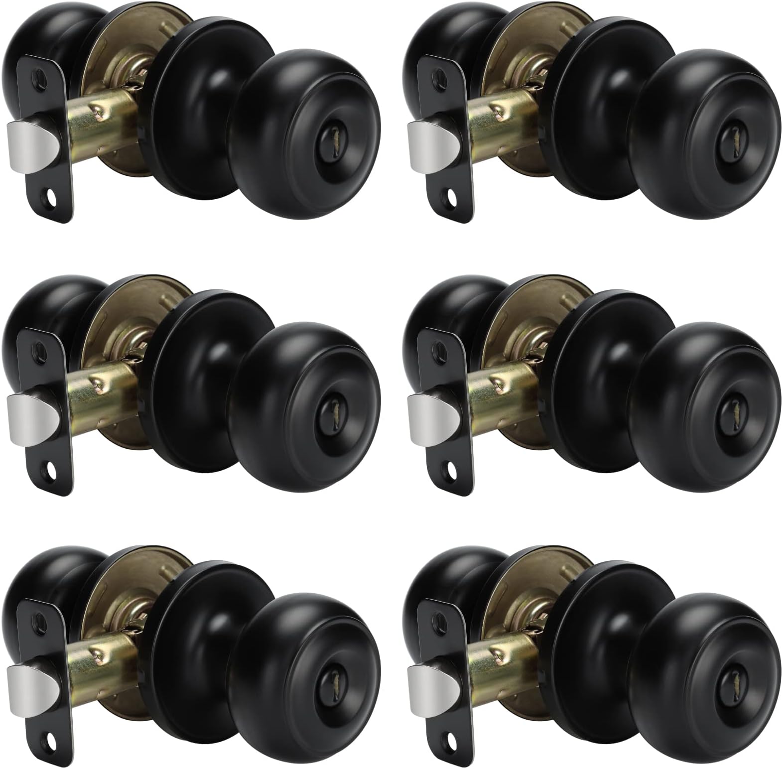 Probrico Black Door Knobs Interior, Passage Door Knobs for Hallway Closet, Matte Black Keyless ...