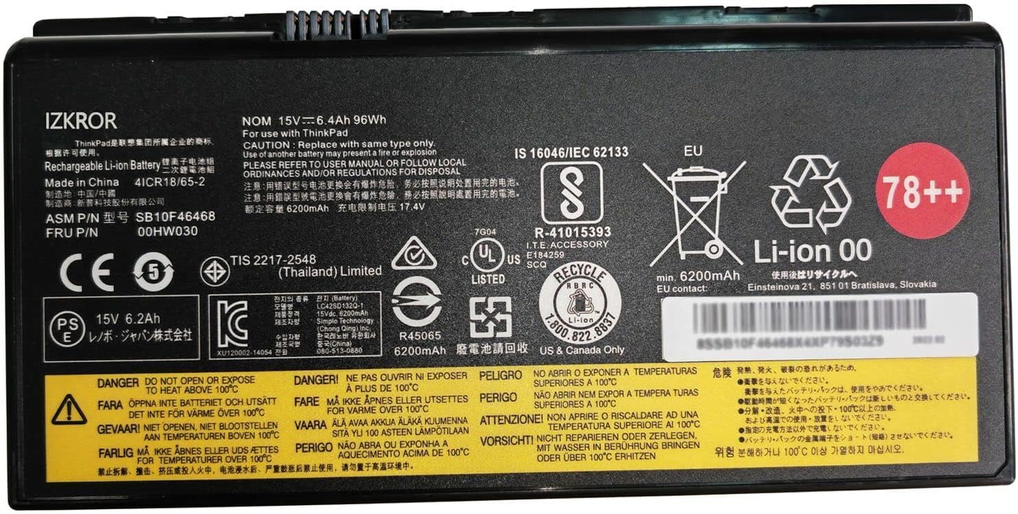 Amazon.com: RDSJ 78++ 78+ 00HW030 SB10F46468 Laptop Battery for Lenovo ...
