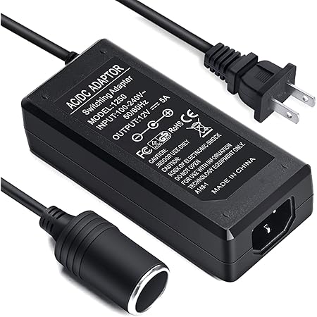 Amazon.com: ALITOVE AC to DC Converter 12V 5A 60W 100-240V to 12V Car Cigarette Lighter Socket ...
