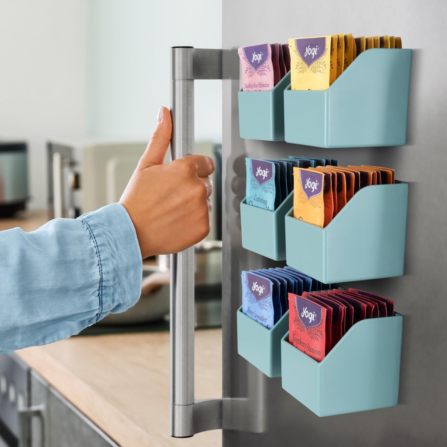 Amazon.com: Mona Magnetic Tea Organizer - Tea Caddy and Storage with 6 ...