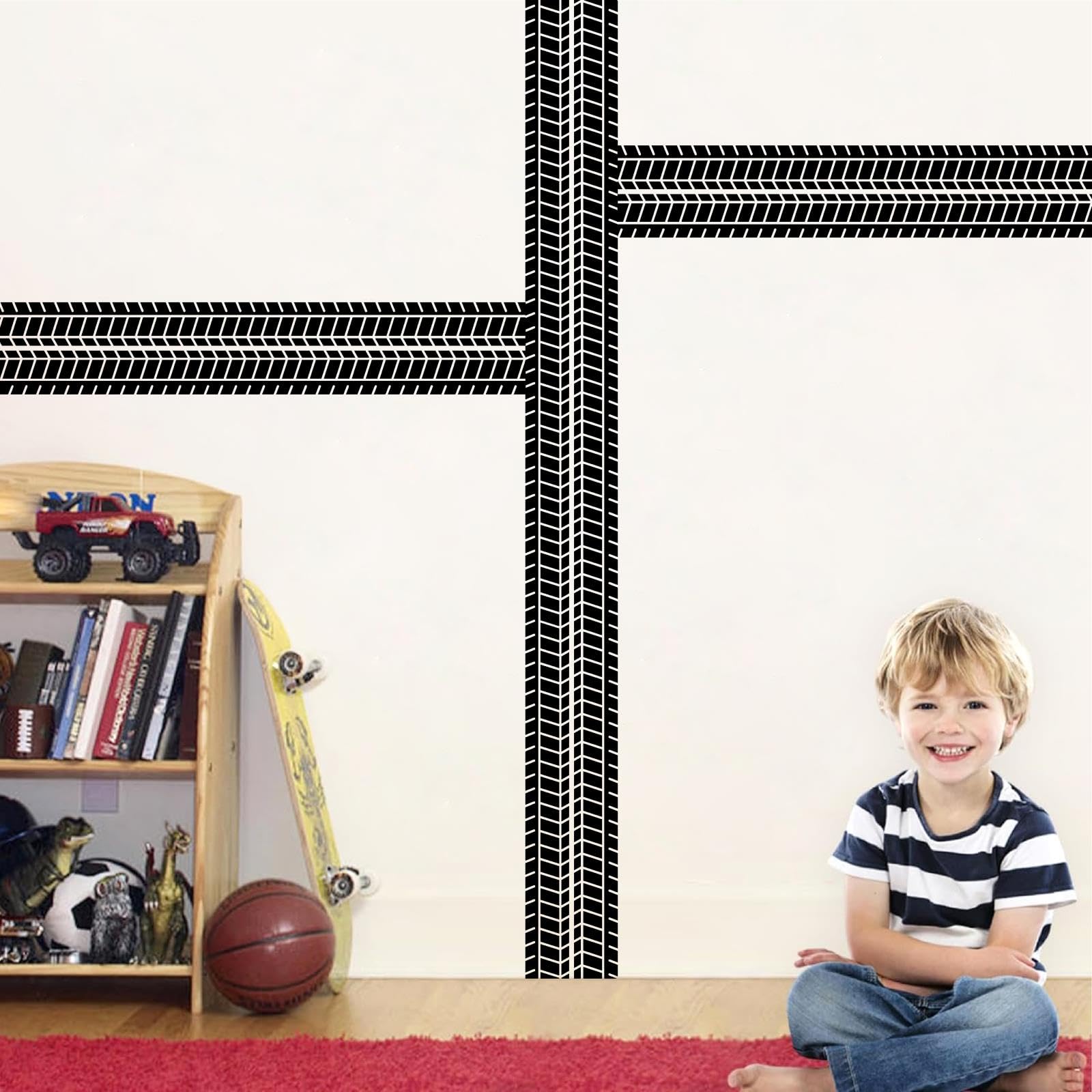 Amazon.com: Large Tire Road Wall Sticker Tyre Track Wall Decals Peel ...