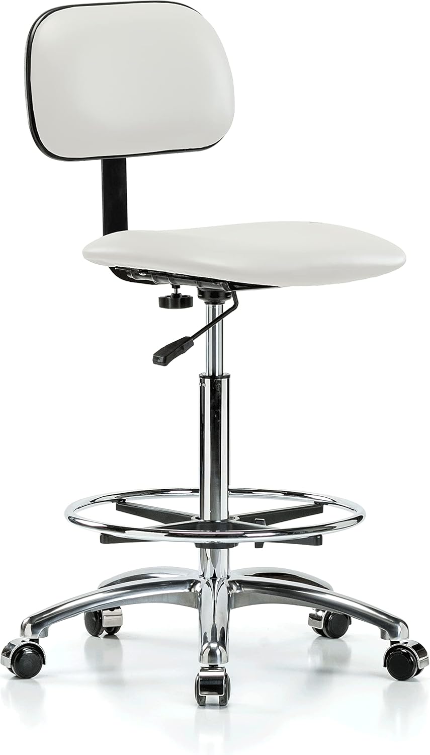 Amazon.com: Perch Chrome Rolling Lab Chair with Adjustable Basic ...