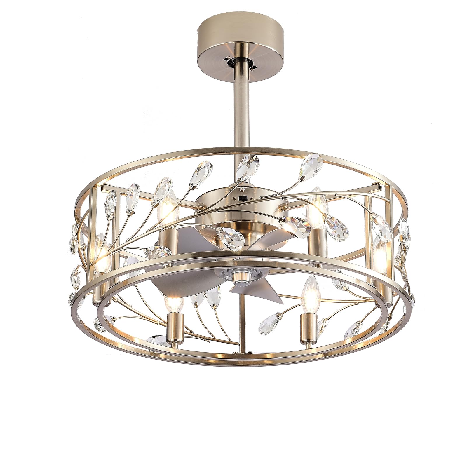 Crystal Ceiling Fan with Light Remote Control, 20 Inch Farmhouse Low ...