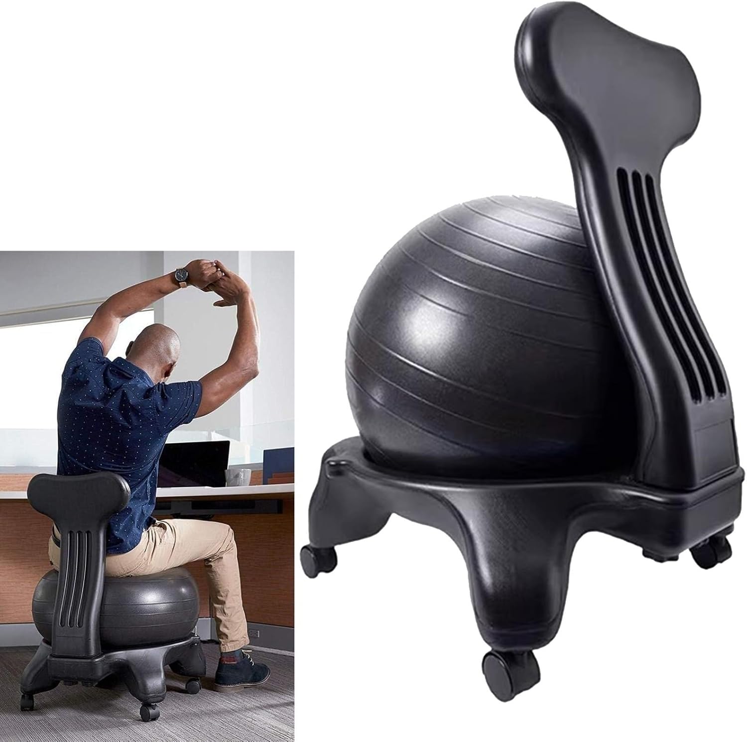 Amazon.com: NUNETH Ergonomic Office Chair Yoga Ball Chair Black, Adult ...