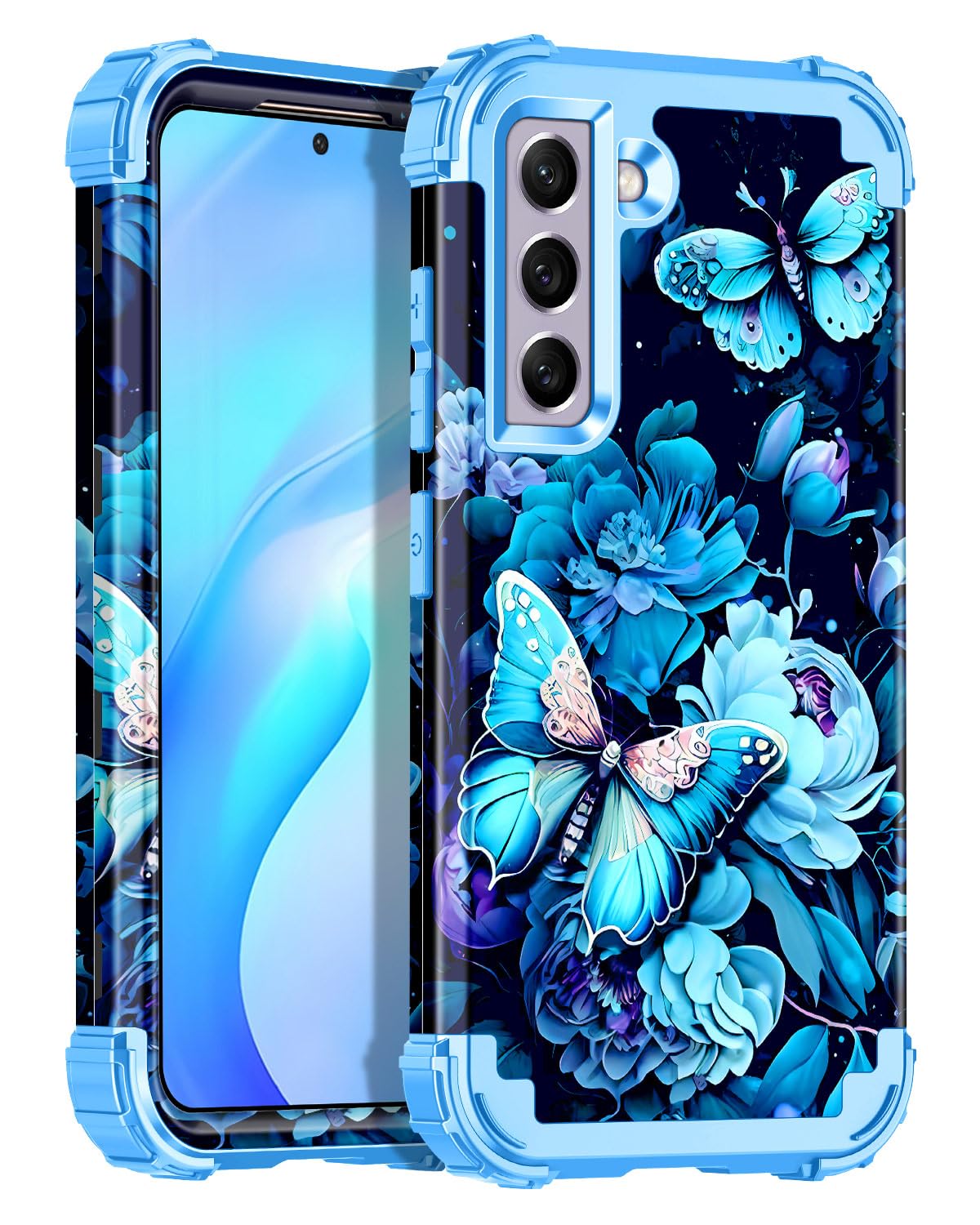 Amazon.com: Miqala for Galaxy S21 FE 5G Case,Glow in The Dark Three Layer Heavy Duty Shockproof ...
