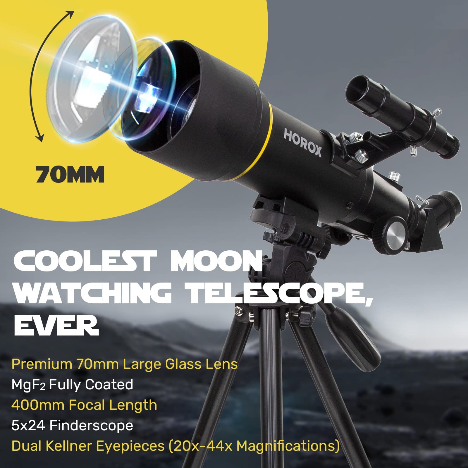 Snapklik.com : HOROX Telescope - 70mm Aperture 400mm Refractor For ...
