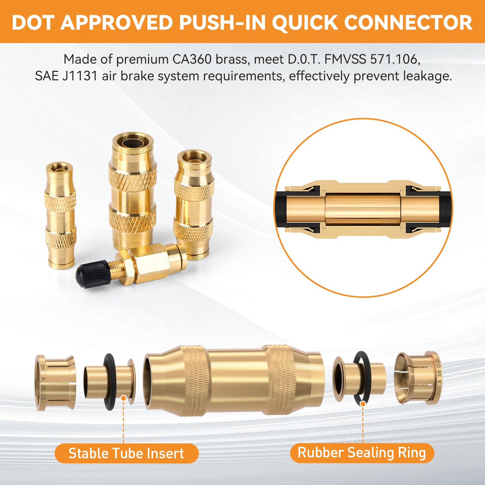 Snapklik.com : HOTROSE 27PCS Brass DOT Air Line Fittings Kit 1/4 3/8 1/ ...