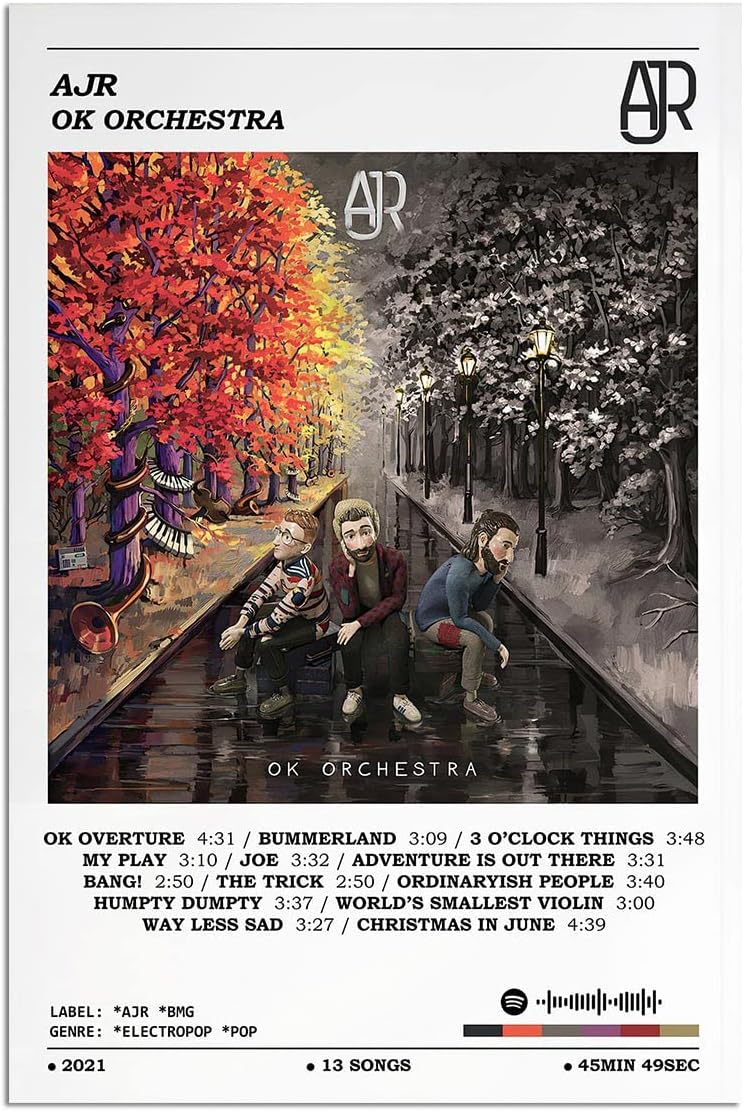 Amazon.com: Ajr Poster,Ajr Merch,Ok Orchestra Poster Canvas Wall Art ...